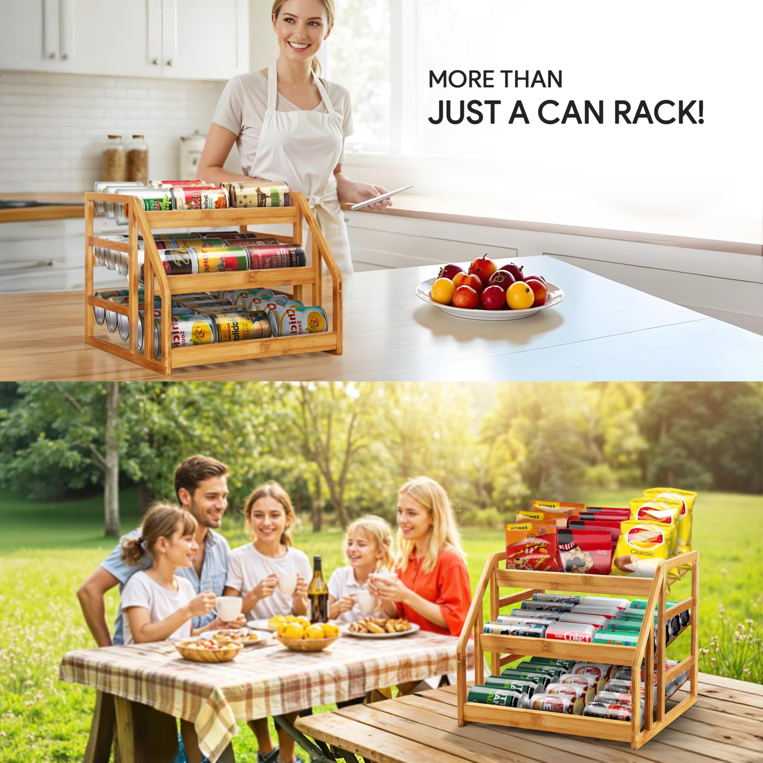 Snapklik.com : HOMESTEAD 3-Tier Bamboo Pantry Can Organizers - 36 Cans ...