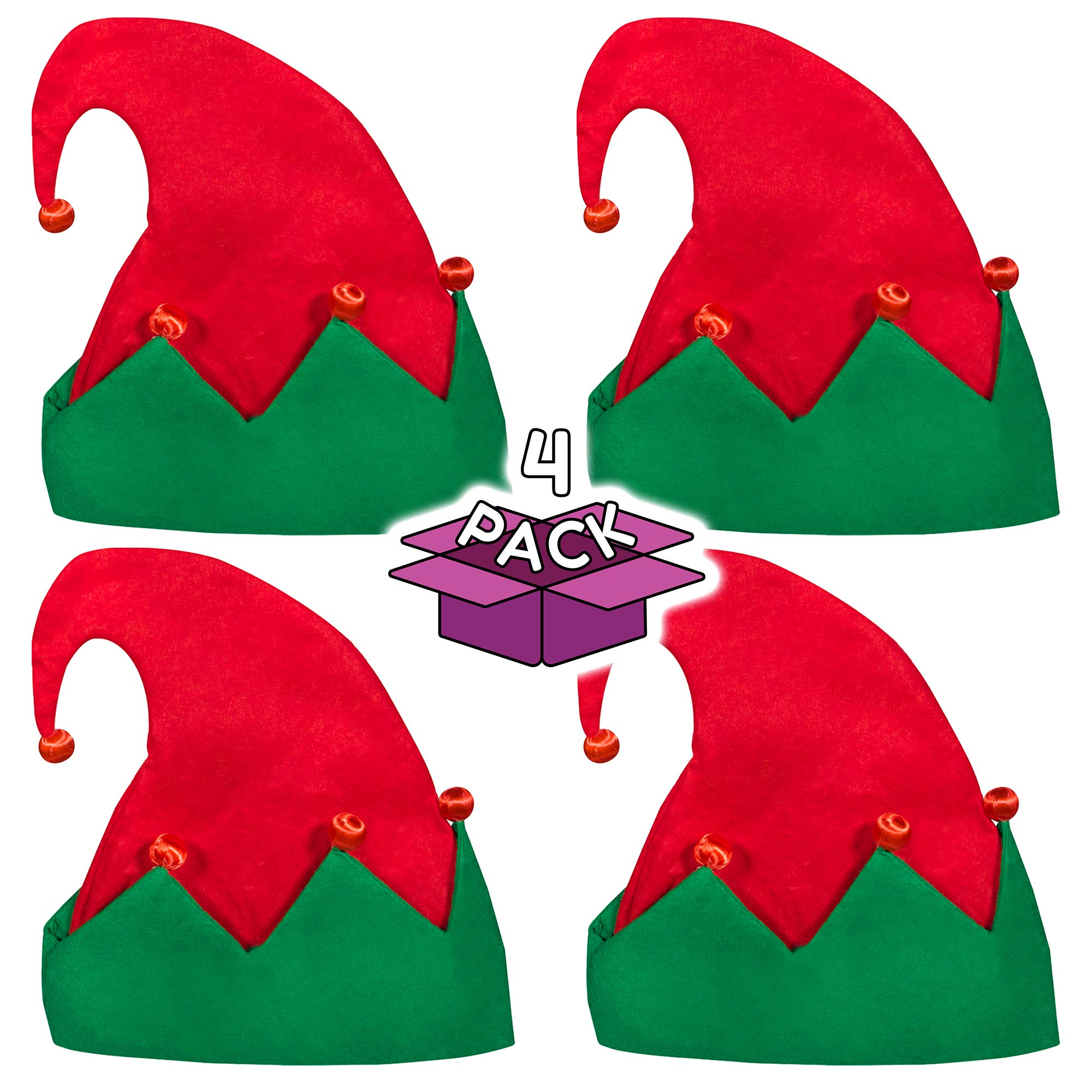Windy City Novelties 4 Pack LED Light Up Elf Hat Festive Christmas ...