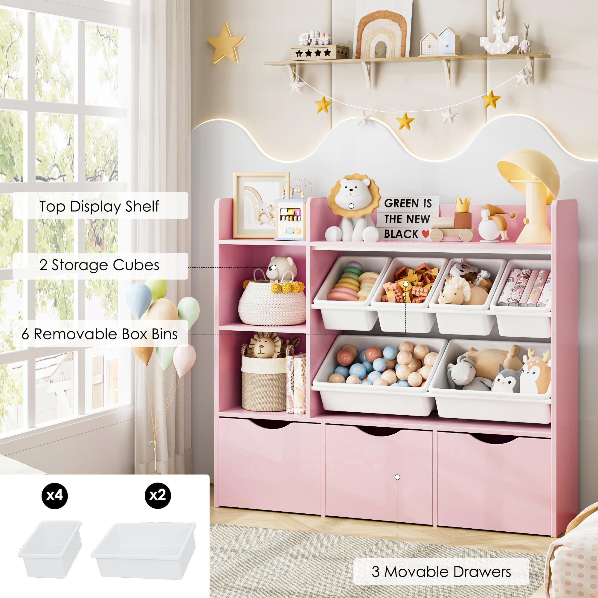 Toy Storage Shelves With Bins Zoomie Kids Foldable Kids Toy Storage
