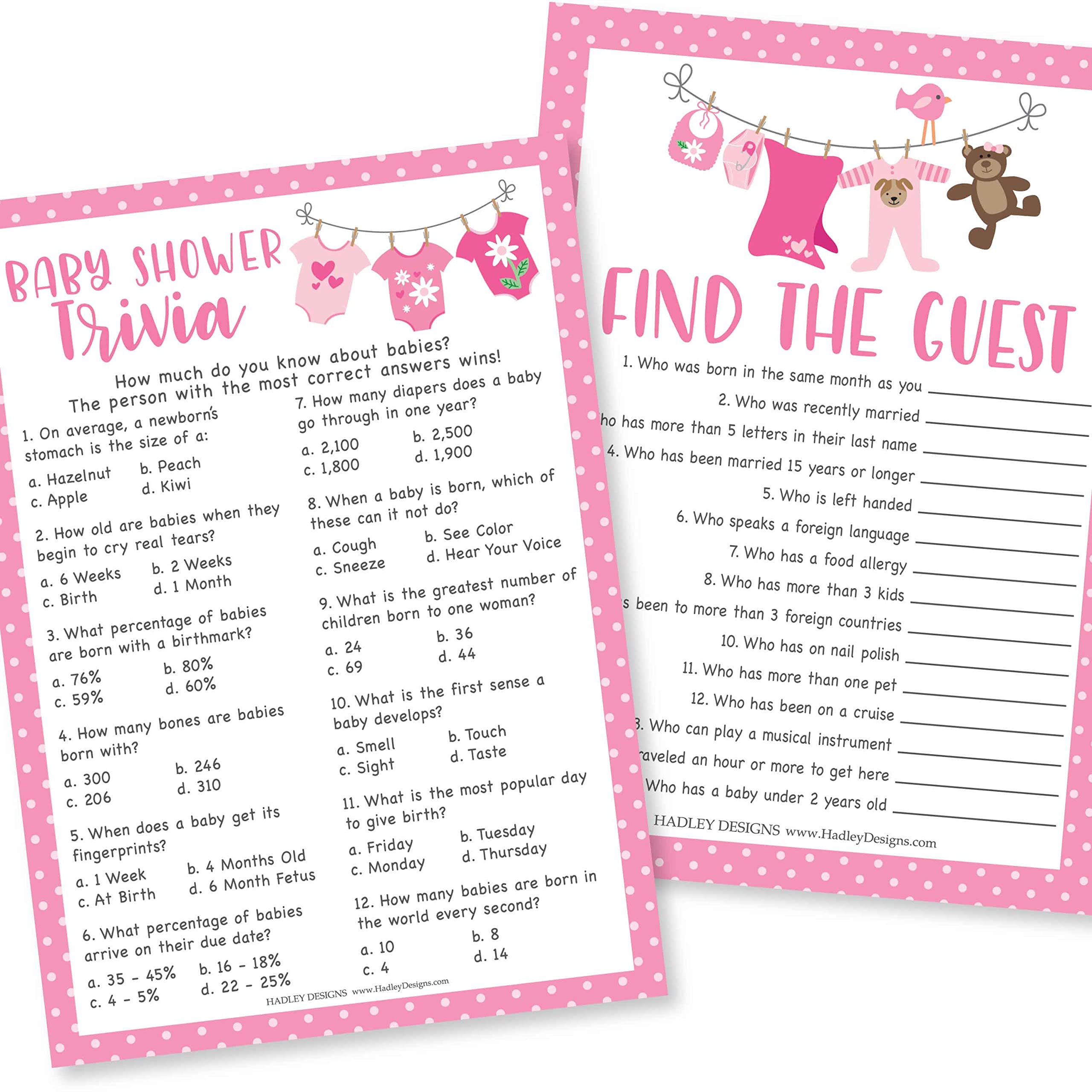 Buy Pink Baby Shower Games For Girls 2 Games Double Sided 25 Baby 