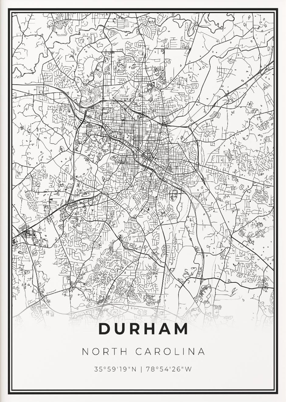 Amazon.com: Durham City Map Art City Map – Metal Tin Sign 8x12 Inch ...