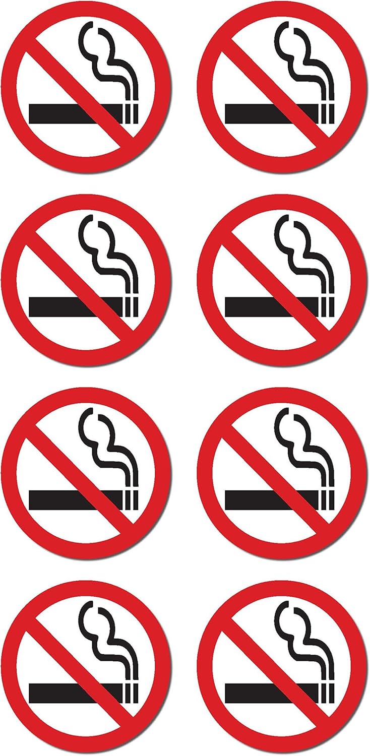 Amazon.com: No Smoking round sticker decal (2" x 2" (8 pack)) : Automotive