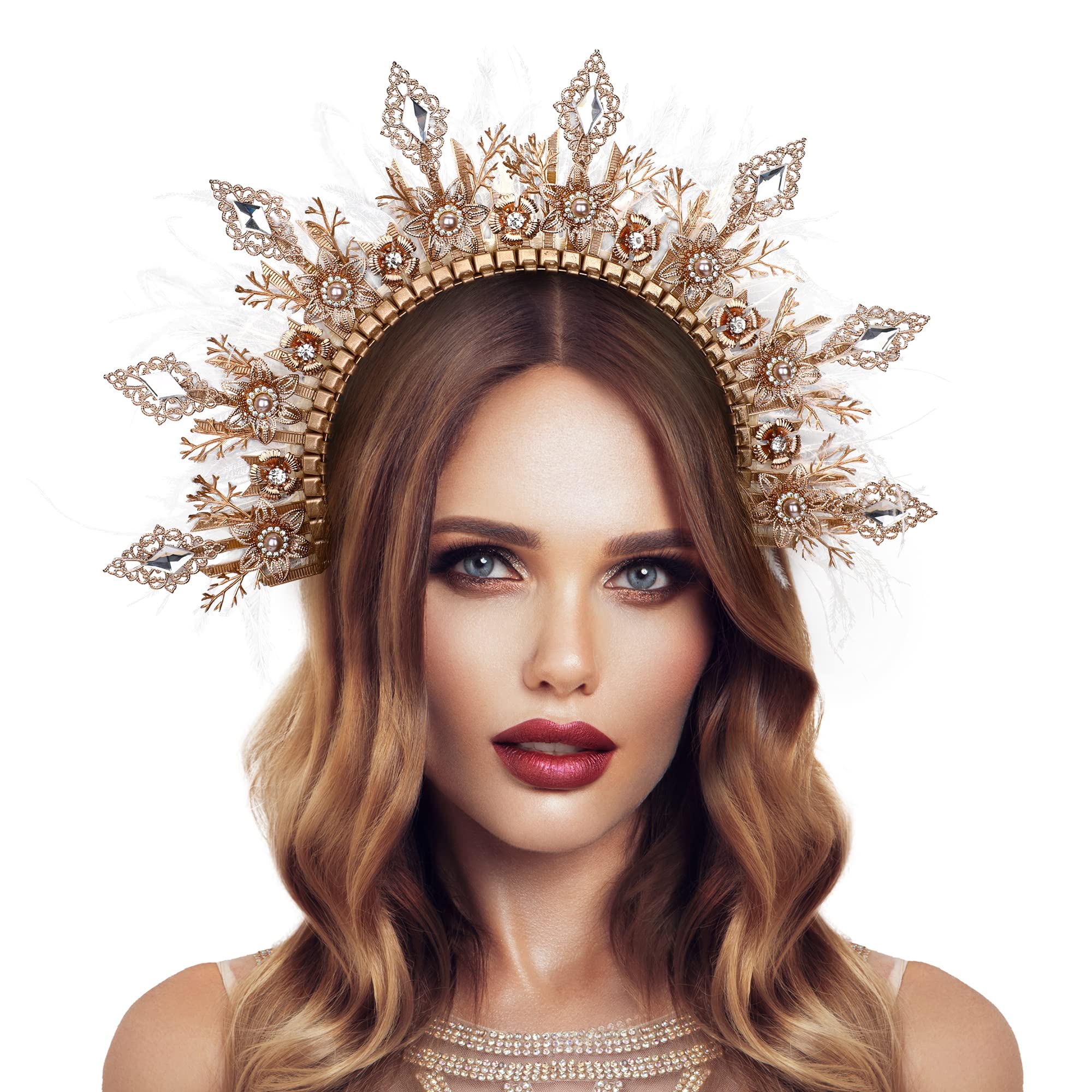COSUCOS Gold Halo Crown Headpiece - Queen Headband Greek Goddess ...