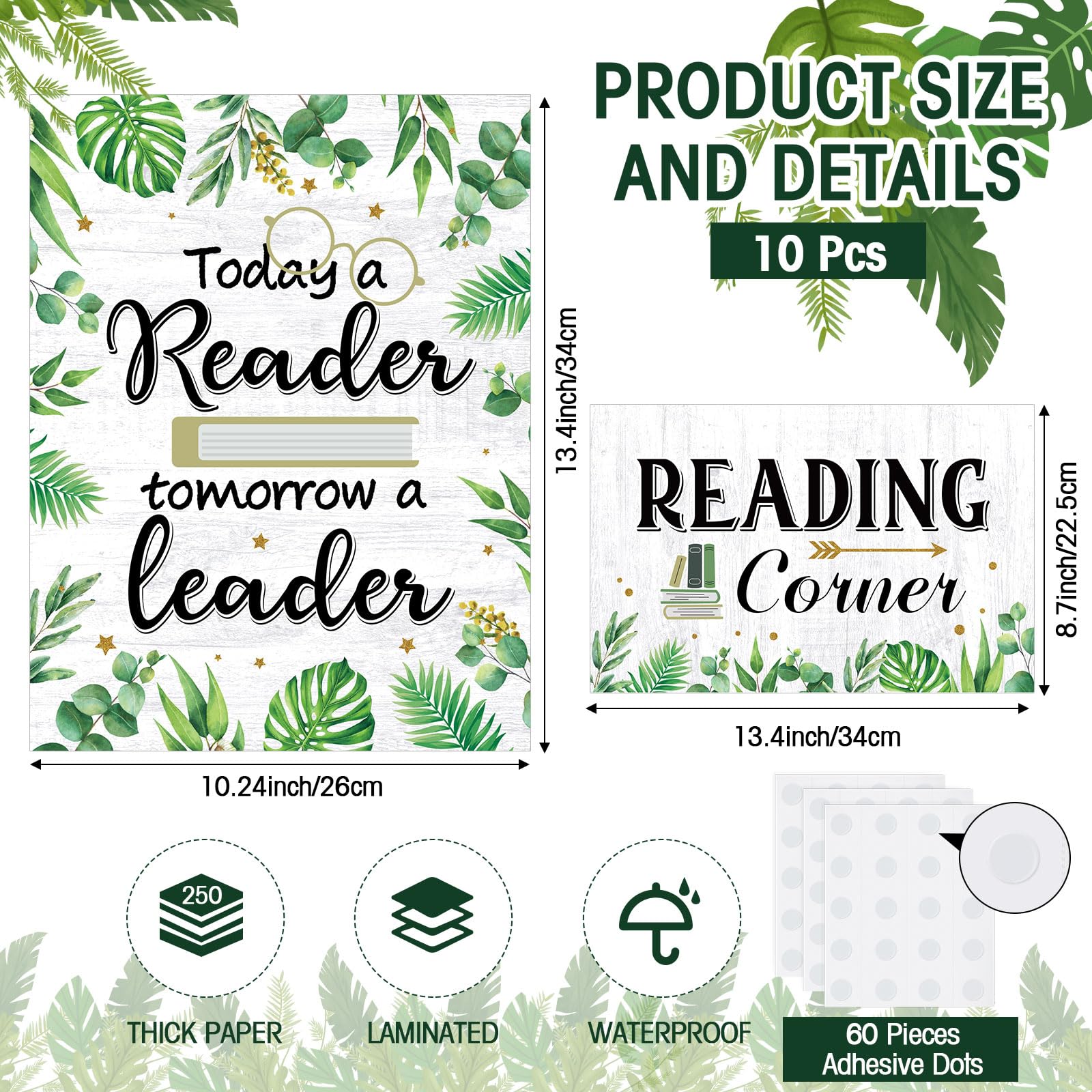 Snapklik.com : 10 Pcs Reading Bulletin Board Posters Eucalyptus ...