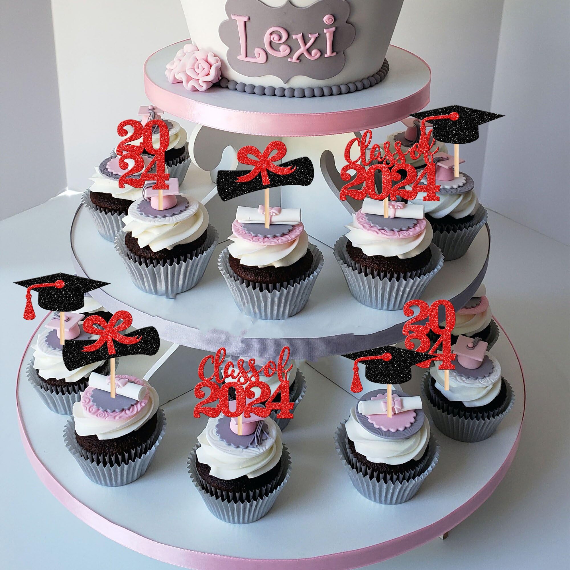 Snapklik.com : 36 PCS 2024 Graduation Theme Cupcake Toppers Glitter ...