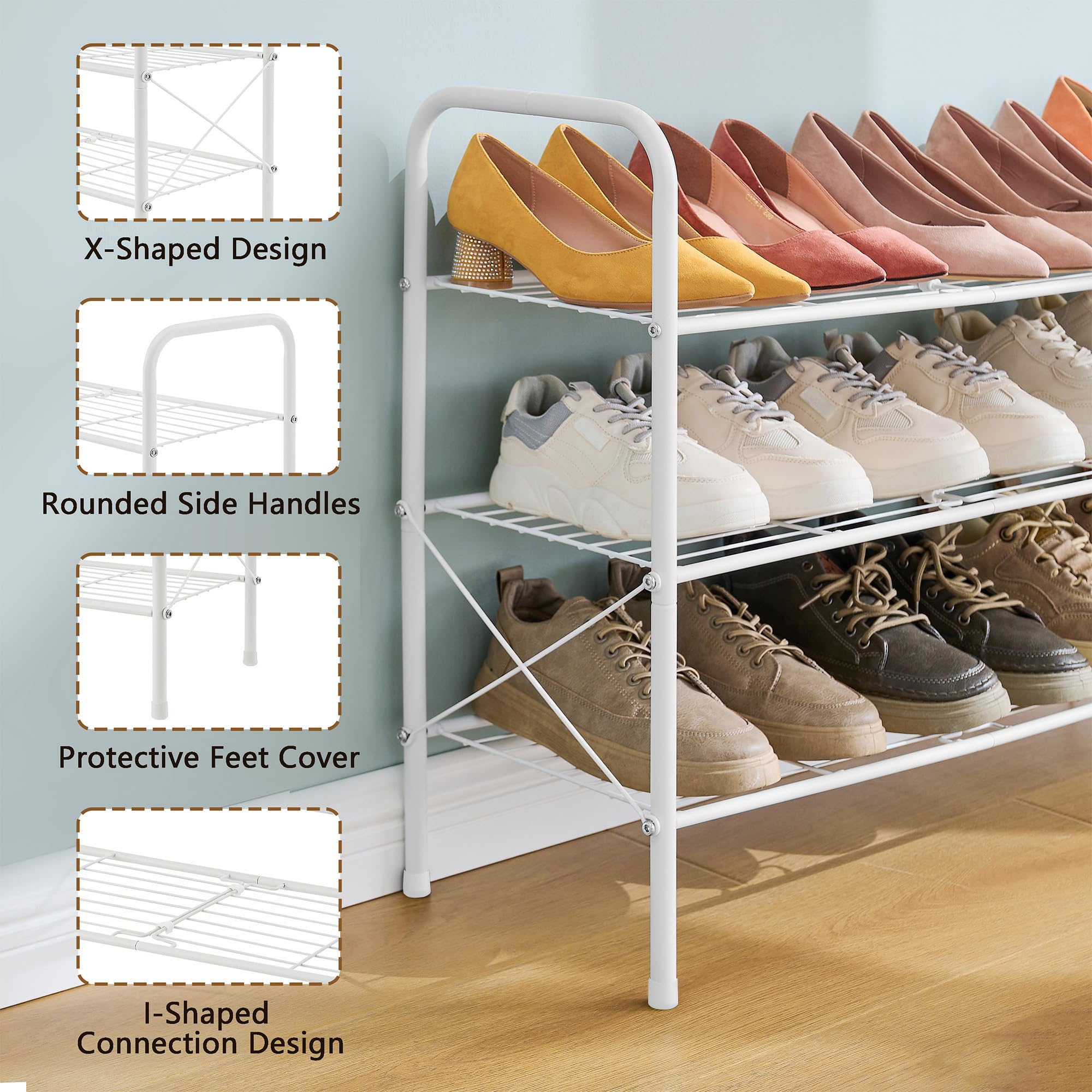 Snapklik.com : 3 Tier Mesh Style Shoe Rack, Entryway Shoe Shelf, Shoe ...