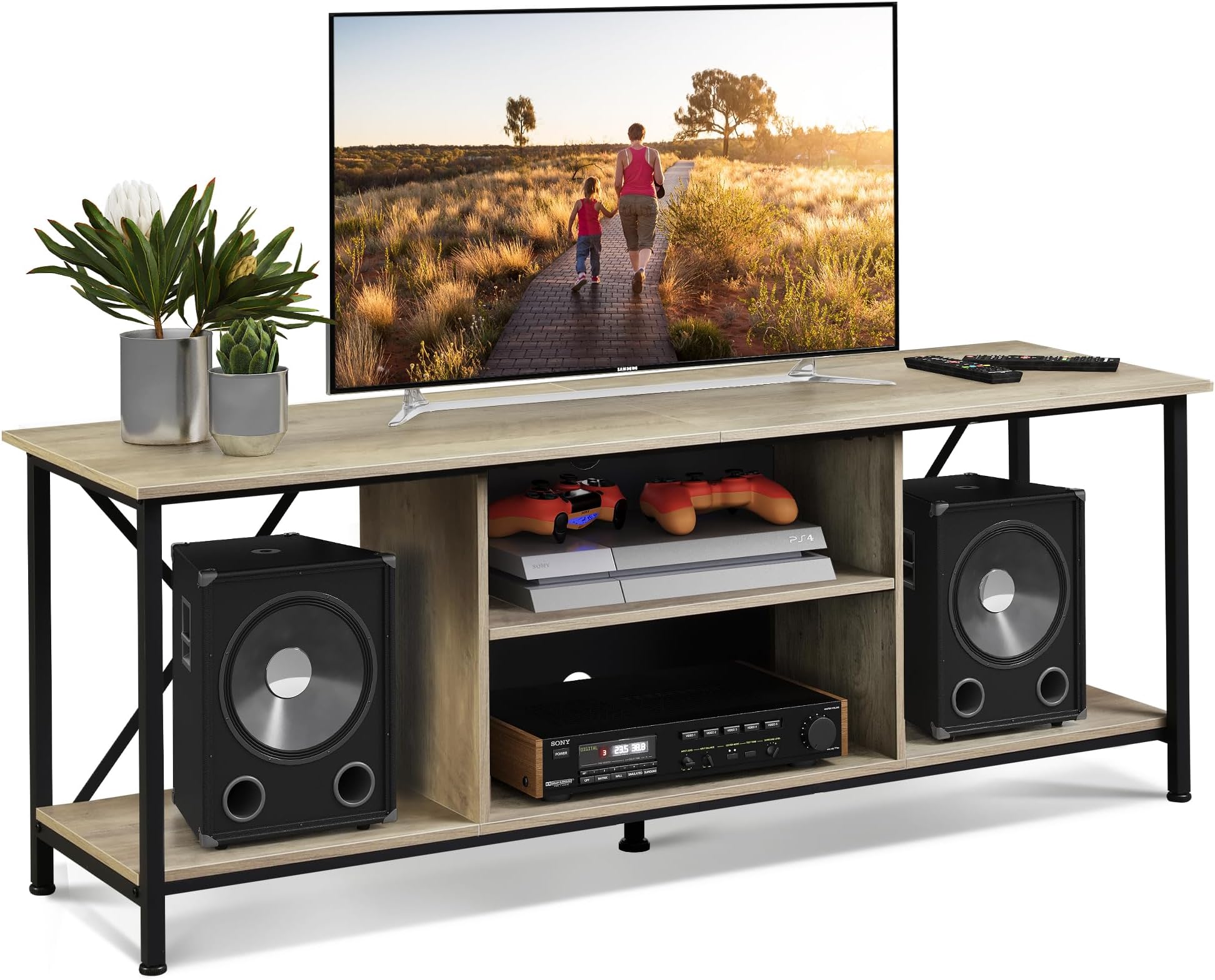 Amazon.com: WAMPAT Modern TV Console for Living Room, 2 in 1 Wooden TV ...