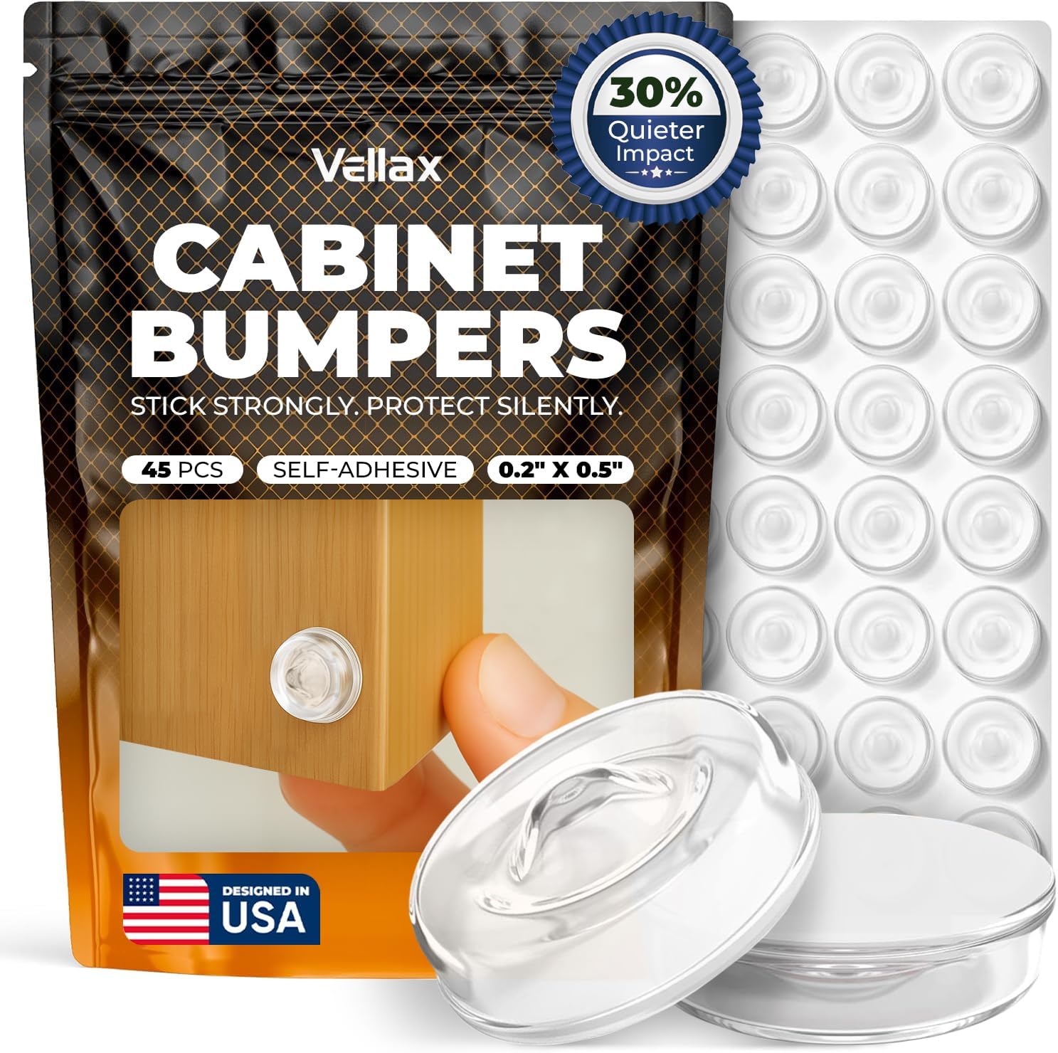 Amazon.com: Vellax Self Adhesive Cabinet Door Bumpers - 45 pcs Sticky ...
