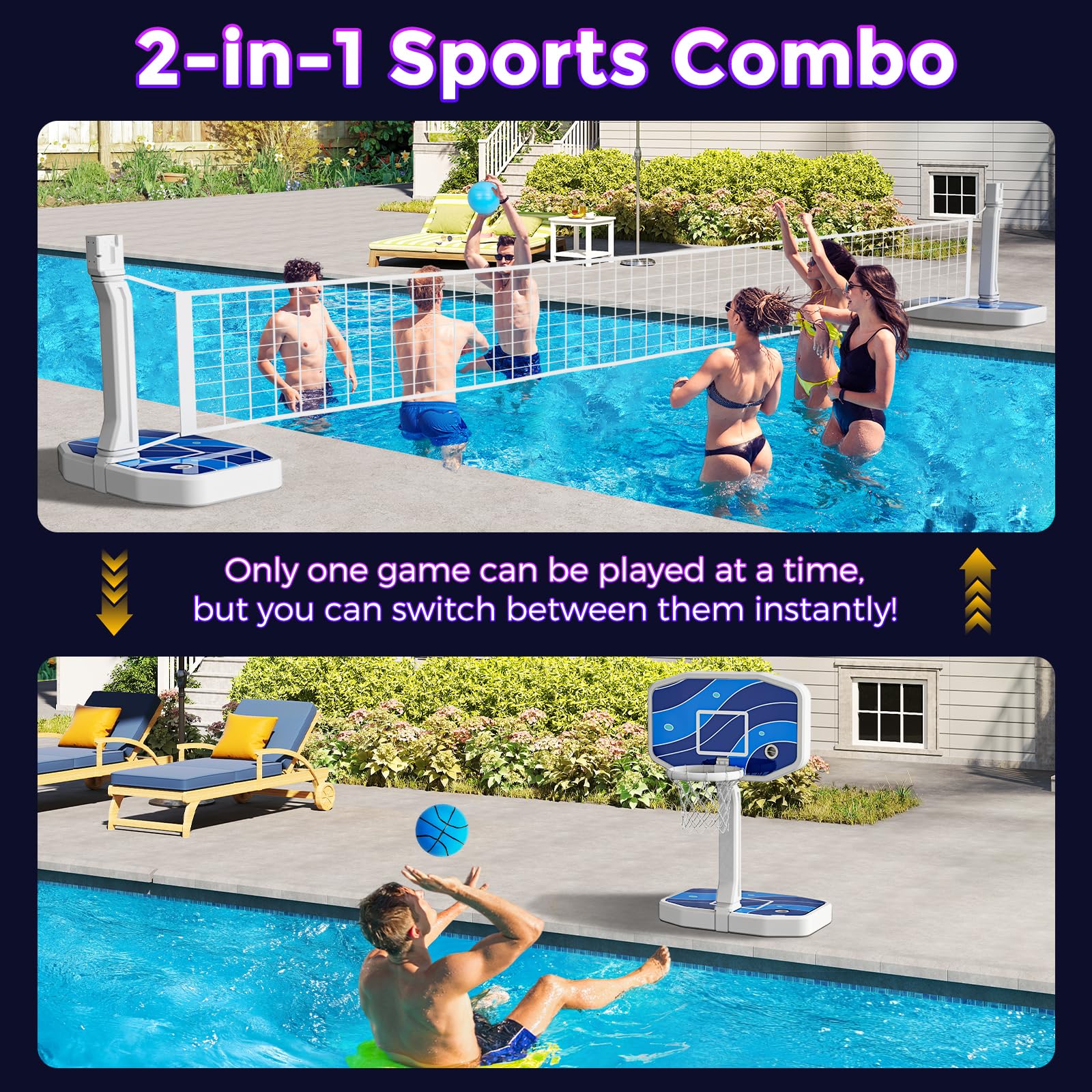 Snapklik.com : 2-in-1 LED Pool Basketball Hoop Poolside & LED Pool ...