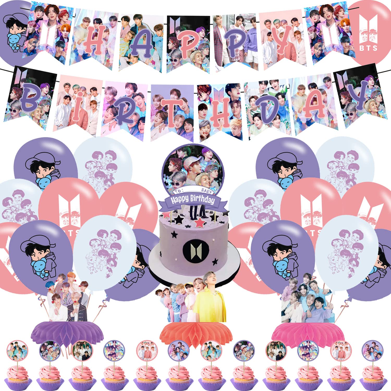 Buy BTS Birthday Party Decorations, Kpop Birthday Supplies for Bangtan ...
