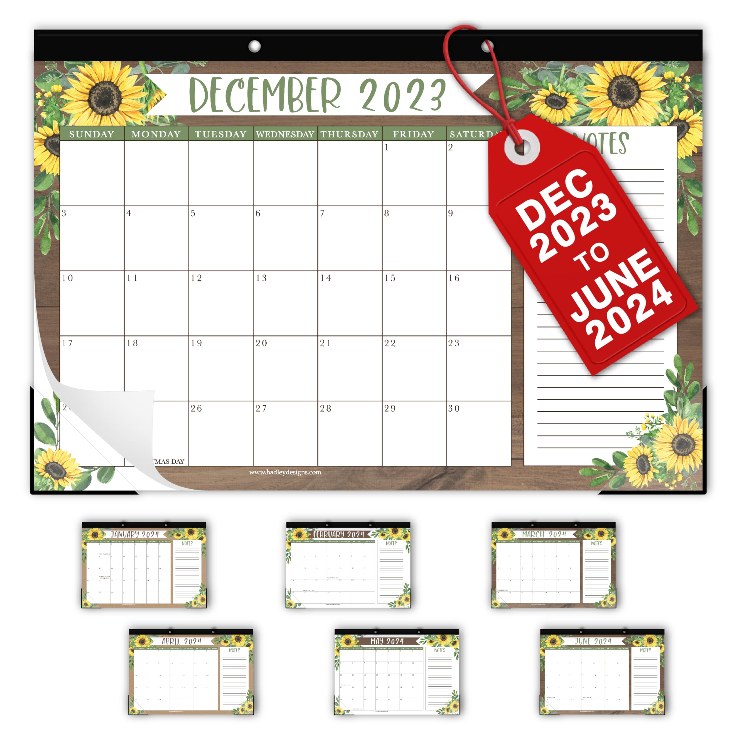 Sunflower Large Desk Calendar 2023 2024 Calendar Desk Pad 18 ...