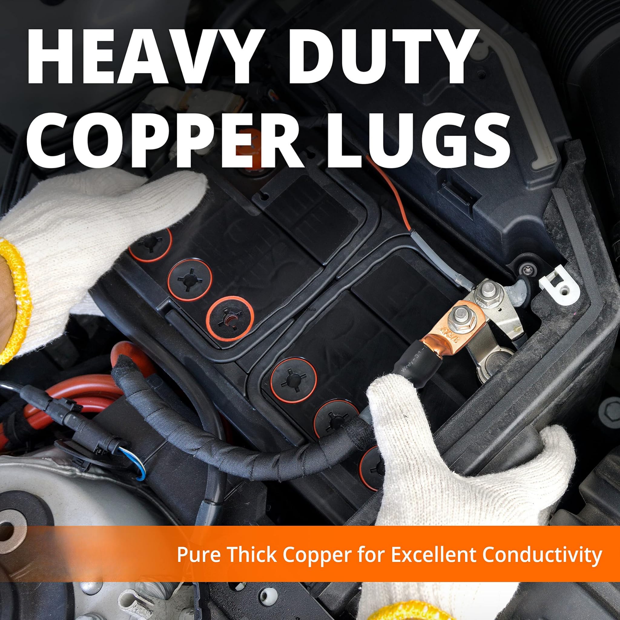 Snapklik.com : 8 Gauge #10 Wire Lugs - Copper Cable Lugs - Battery Wire ...