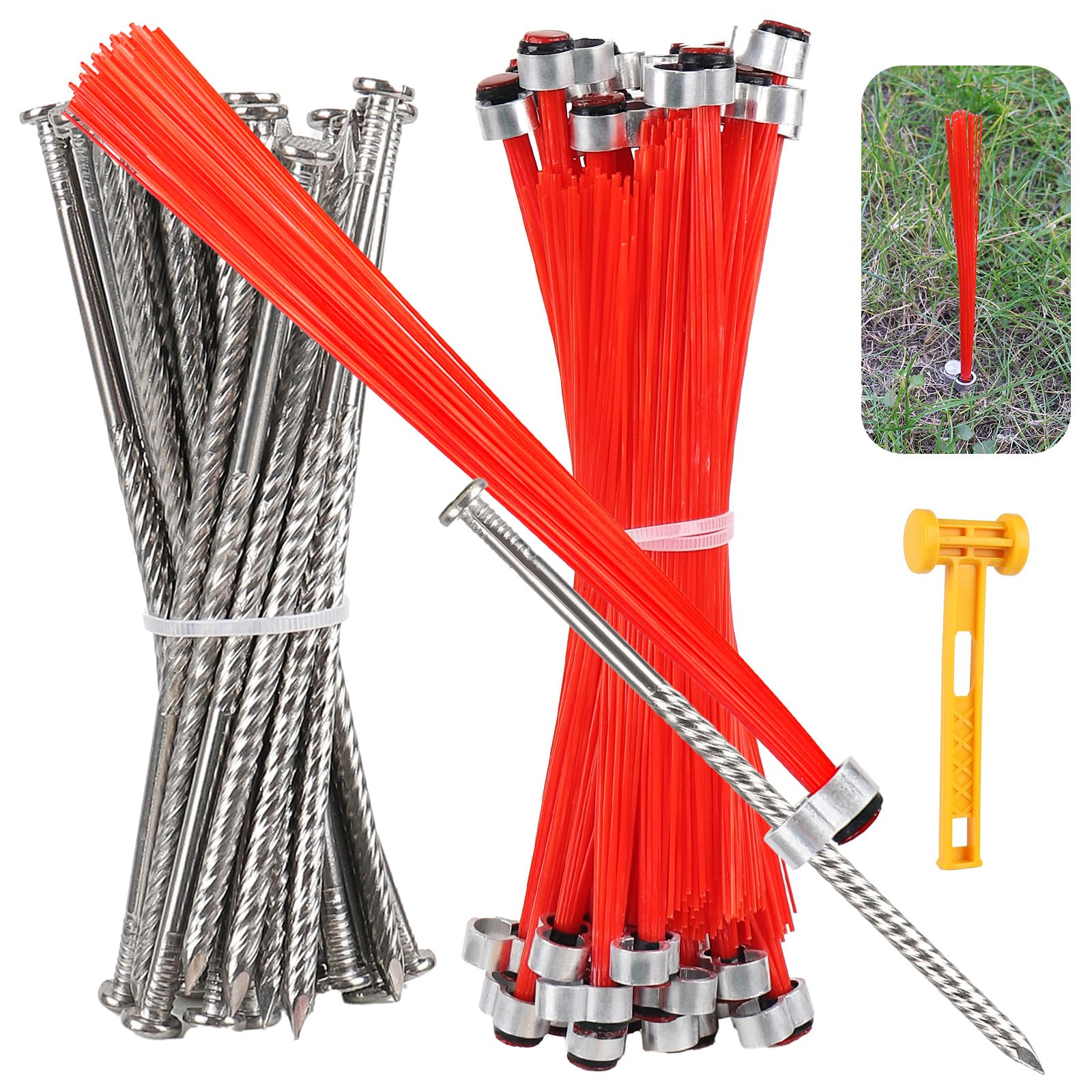 Amazon.com : 30 Pcs Ground Marking Whiskers Neon Orange Marking ...