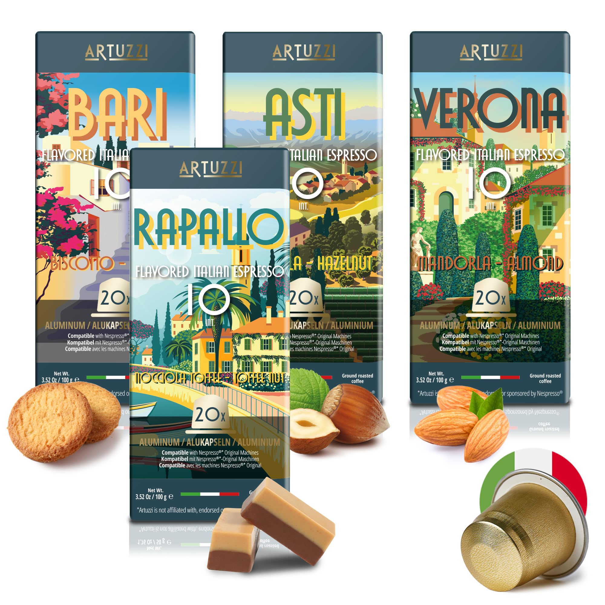 Amazon.com: Artuzzi 80ct Flavored Espresso Pods for Nespresso Original Machines | Toffeenut ...
