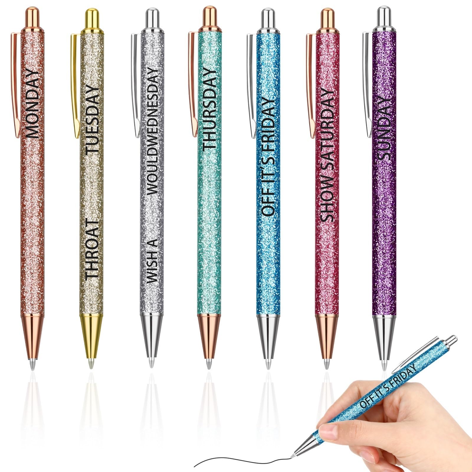 Amazon.com : Sabary 7 Pcs Swear Word Daily Pen Set Metal Ballpoint 1 mm ...