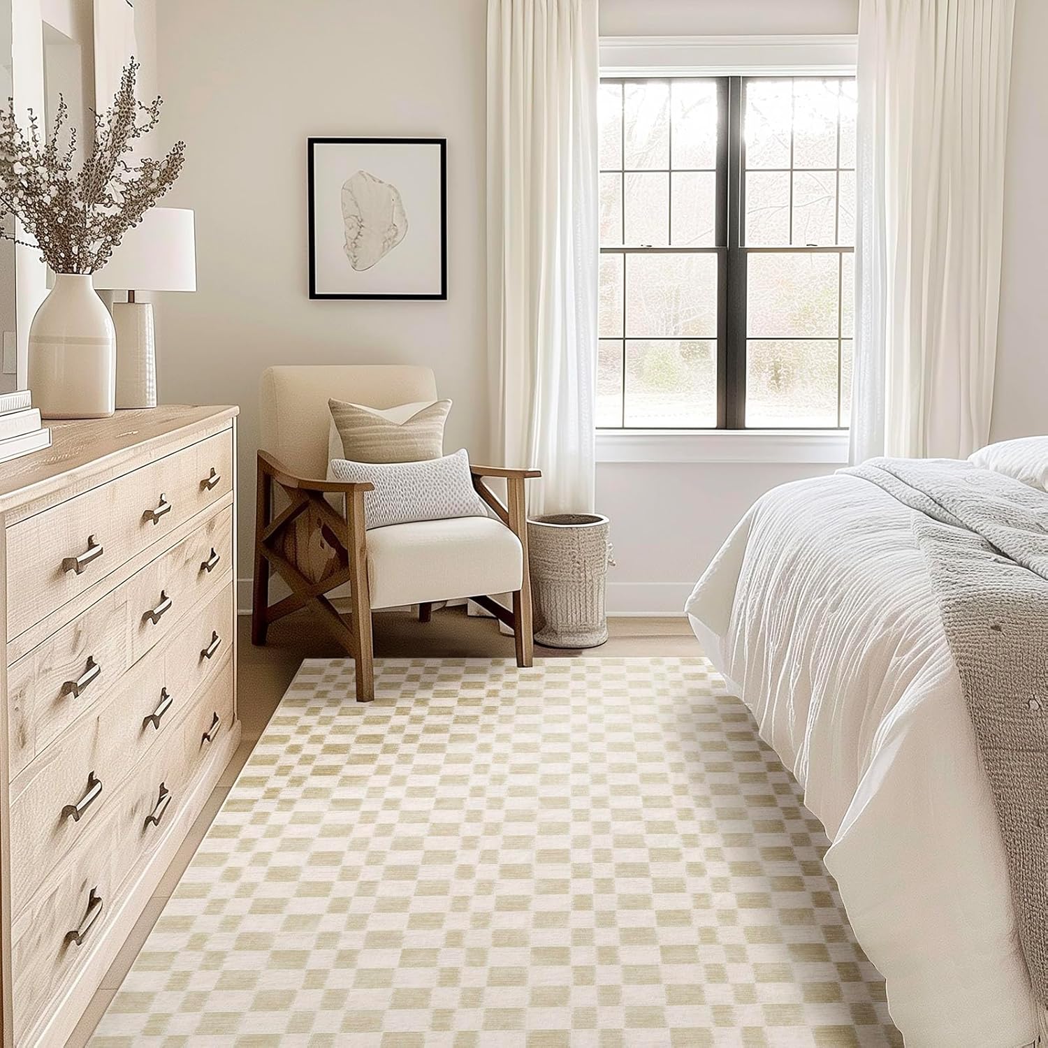 Amazon.com: EVERGRACE Checkered Plaid Area Rug 9x12, Soft Faux Wool ...