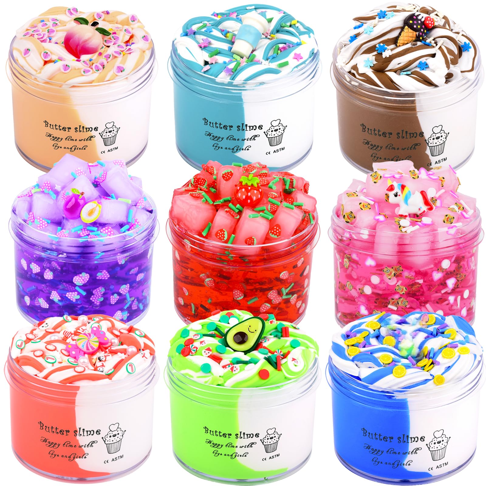 Super Clay Slime Diy Soft And Squishy 9 Pack Slime Kit With Jelly Cube ...