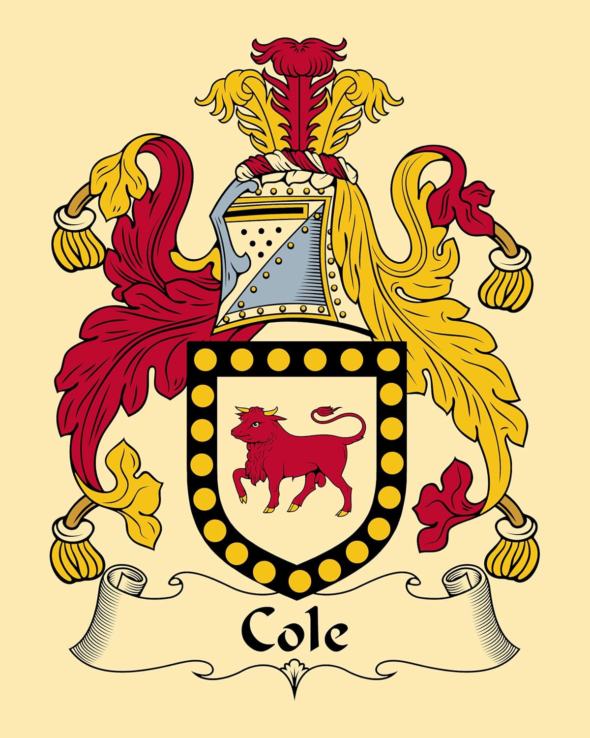 Amazon.com: Carpe Diem Designs Cole Coat of Arms/Cole Family Crest 8X10 ...