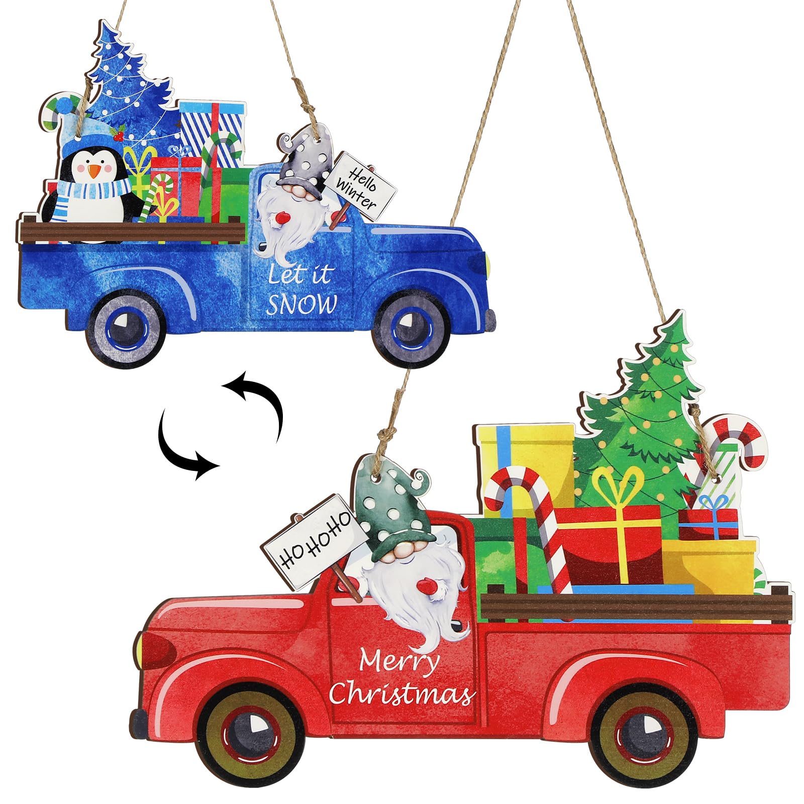 Amazon.com : Tioncy Christmas Truck Wooden Sign Christmas Truck Gnome ...