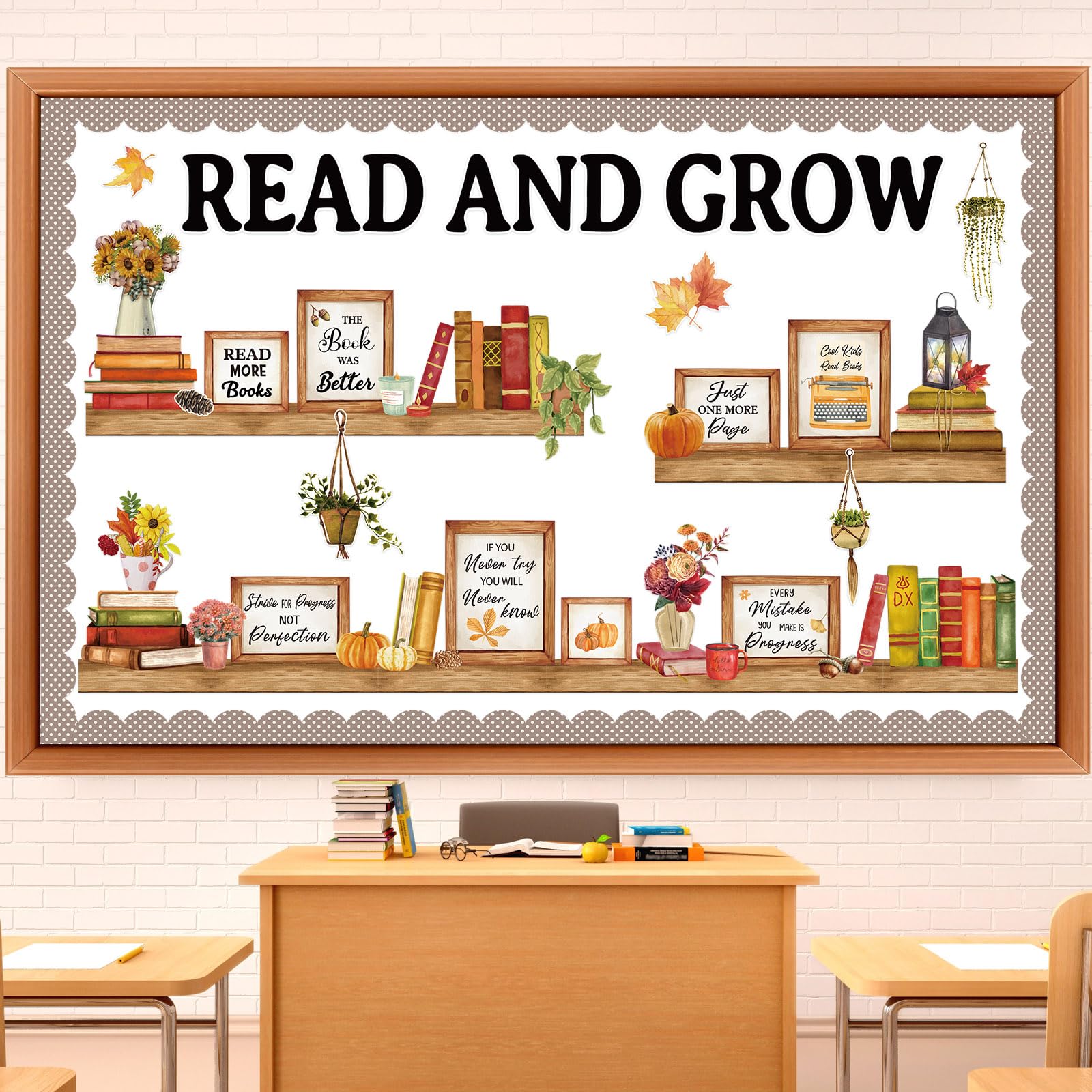 Snapklik.com : Bookshelf Bulletin Board Set Read And Grow Motivational ...