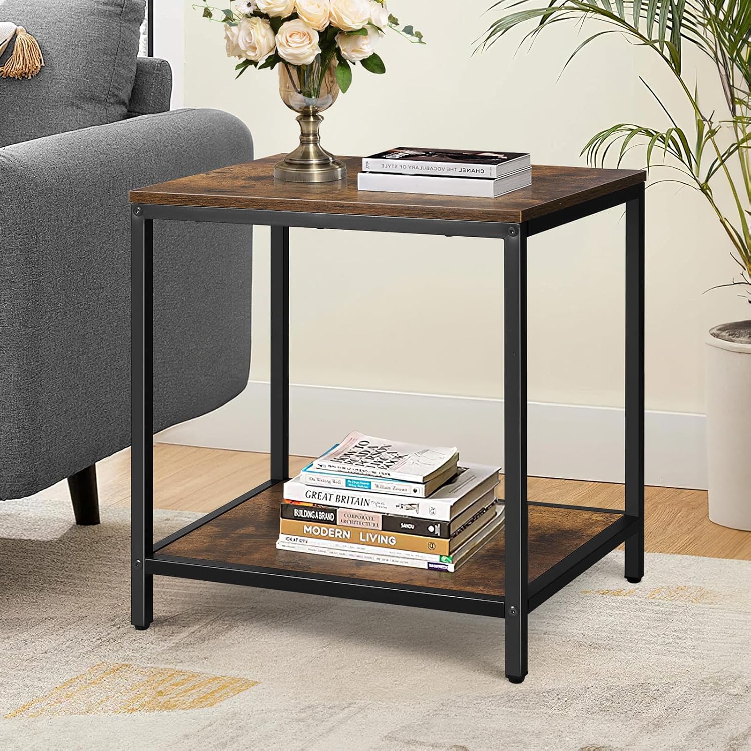 ALFORDSON Industrial Style Coffee Table Side Table with 2-Tier Shelves ...