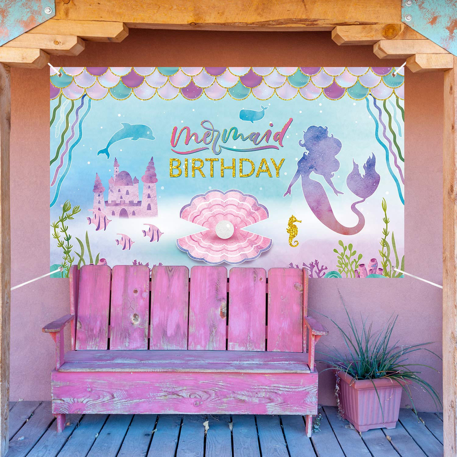Little Mermaid Birthday Party Decorations Under The Sea Banner Backdrop ...