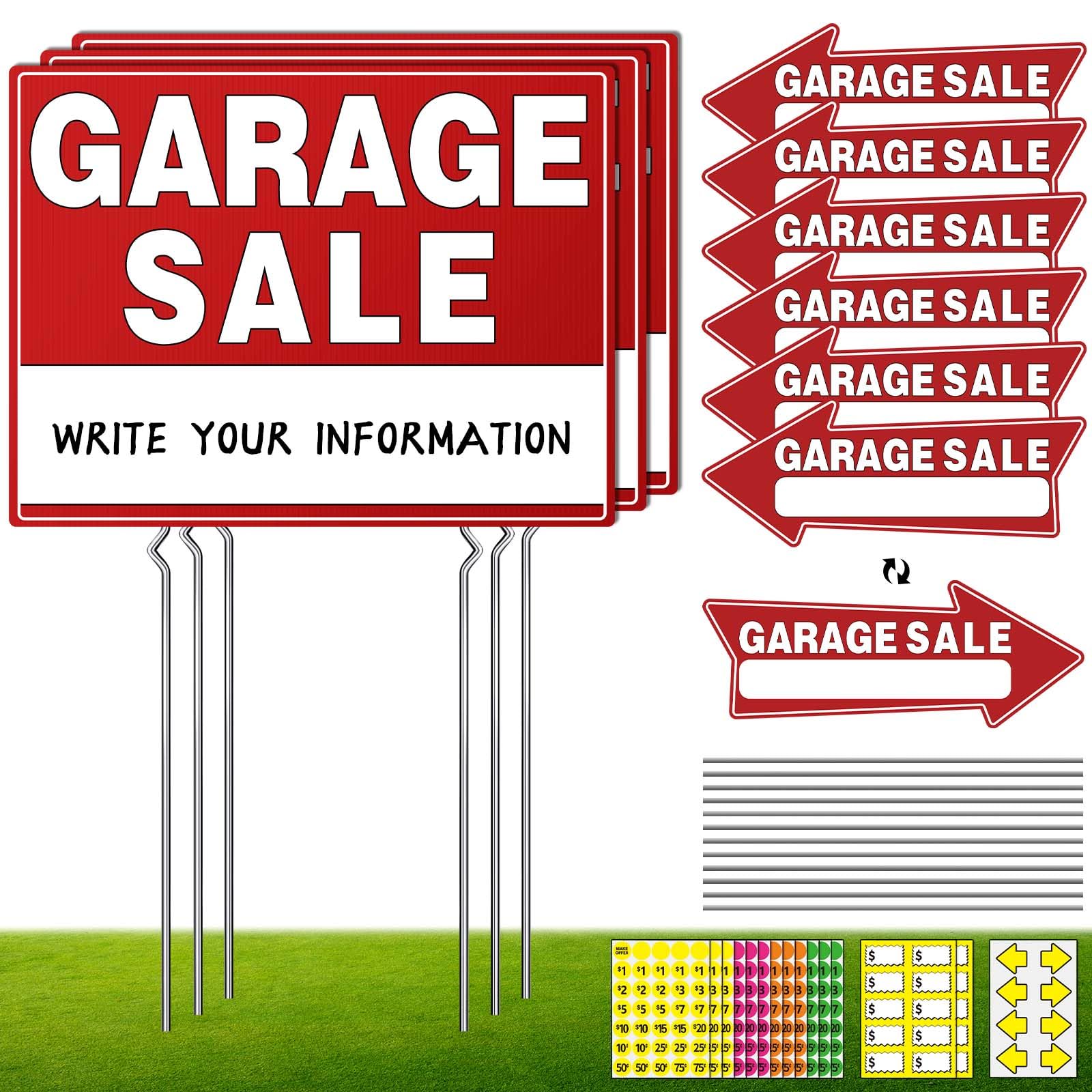 Amazon.com: 14Pcs Garage Sale Signs,17" x 13",Garage Sale Arrows Yard ...