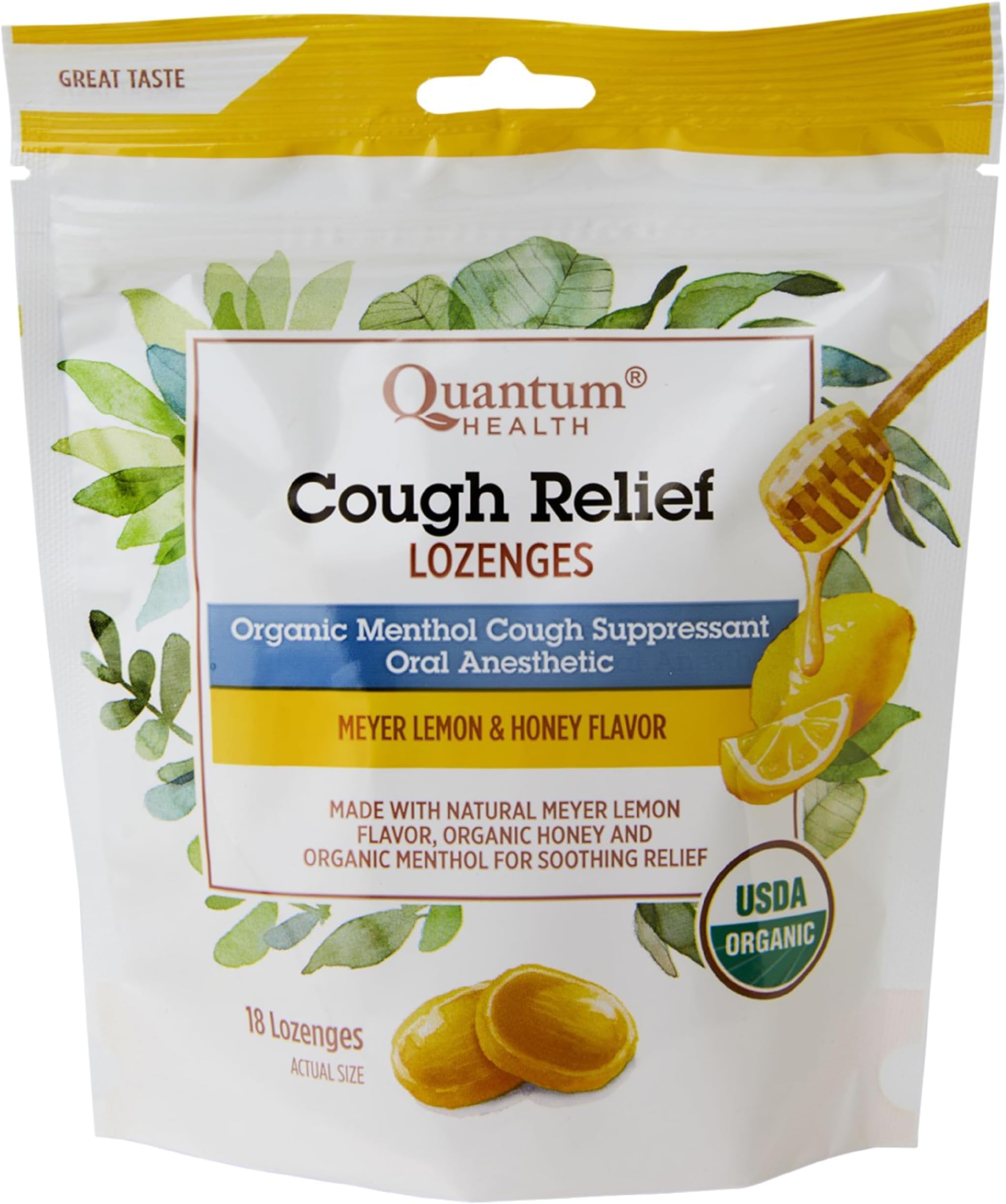 Amazon.com: Quantum Health Organic Cough Relief Lozenges, Meyer Lemon ...