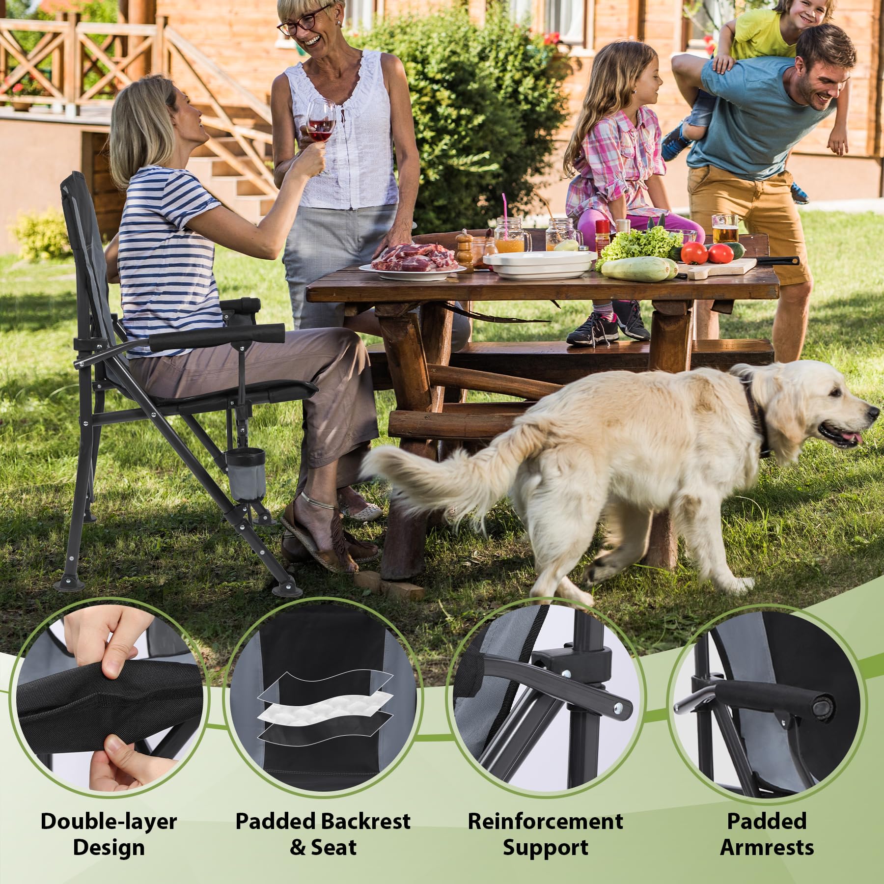 Snapklik.com : REDCAMP Folding Camping Chair For Adults, Sturdy Steel ...