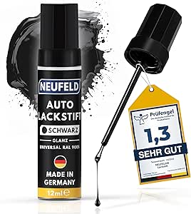 NEUFELD® Lackstift Schwarz Glänzend [12ml] - Auto Hohe Deckkraft ...