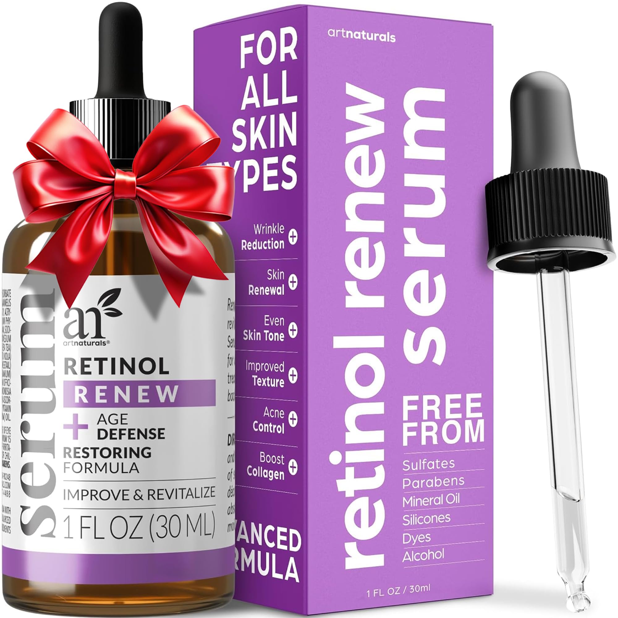 Amazon.com: ArtNaturals Retinol Serum for Face - with Vitamin C, 2.5% ...