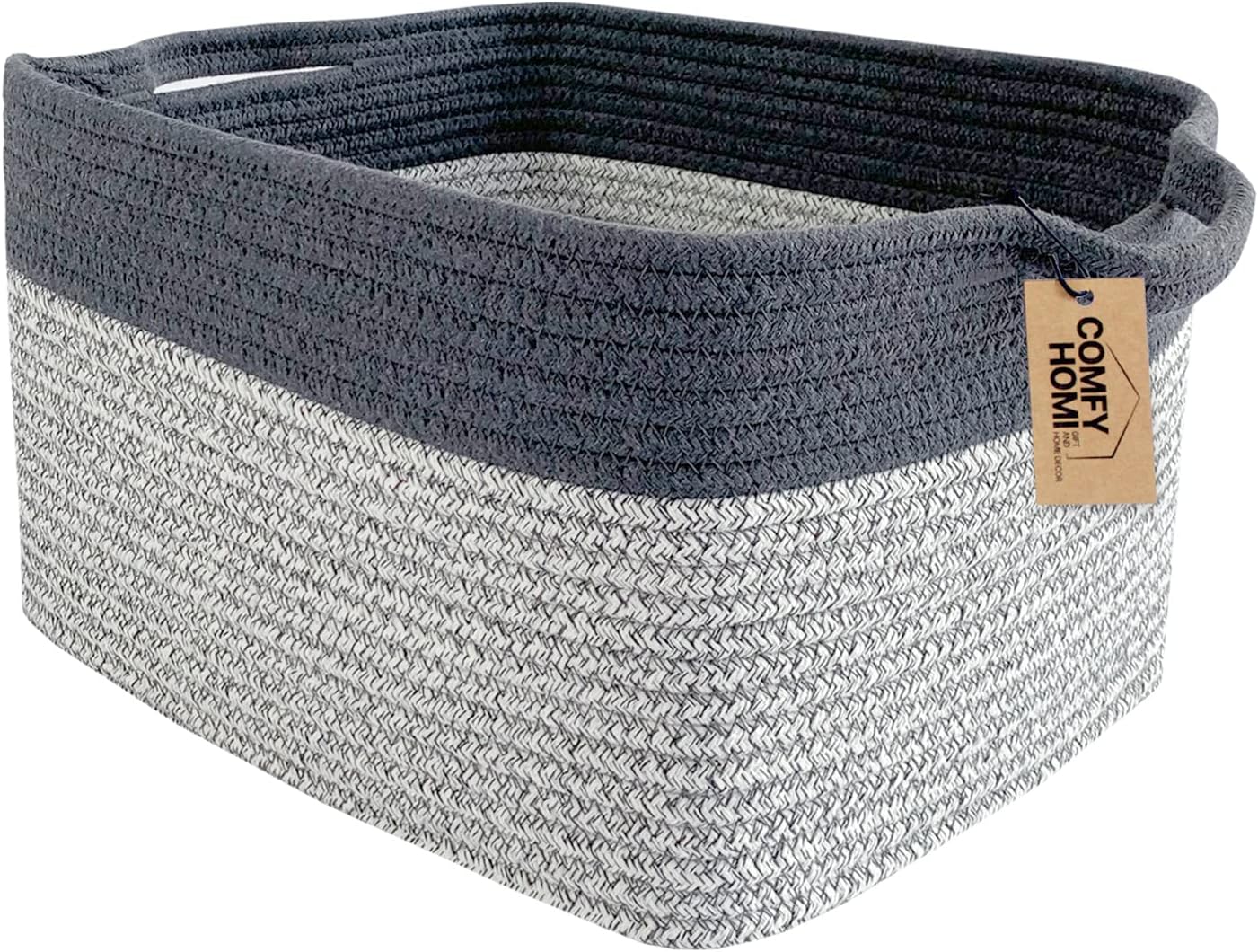 Amazon.com: COMFY-HOMI Cotton Rope Woven Basket with Handles for ...