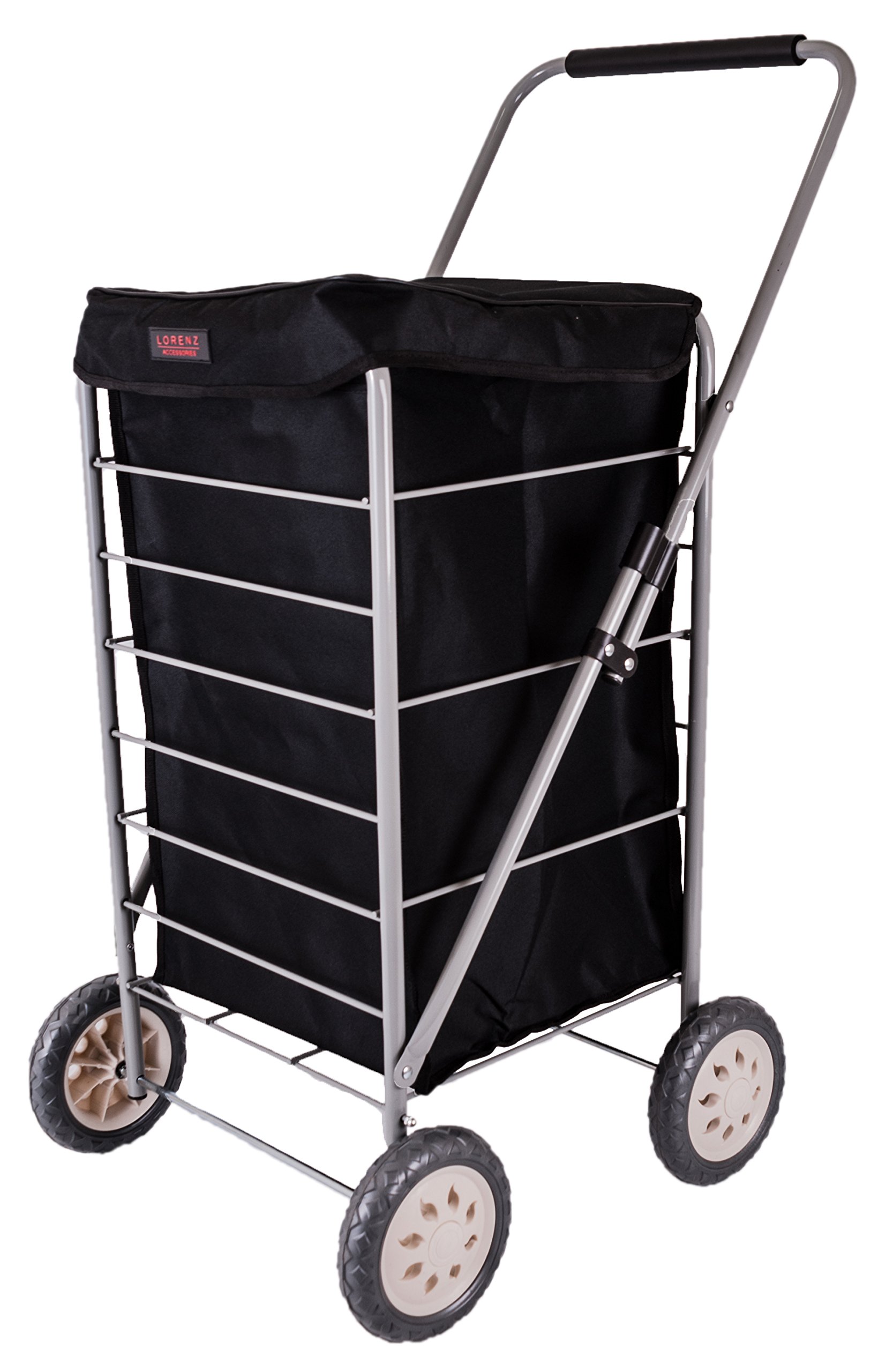 Sturdy & Strong 4 Wheel Shopping Trolley with Fixed Handle Plain Black ...