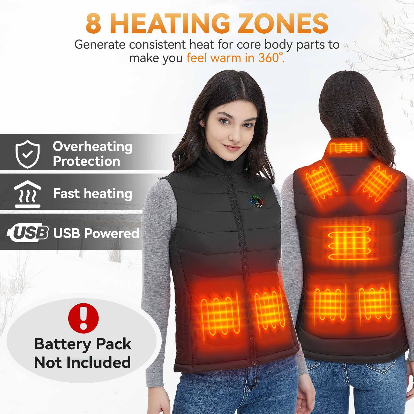 Snapklik.com : KOVNLO Heated Vest Women, 5 In 1 Smart Controller ...