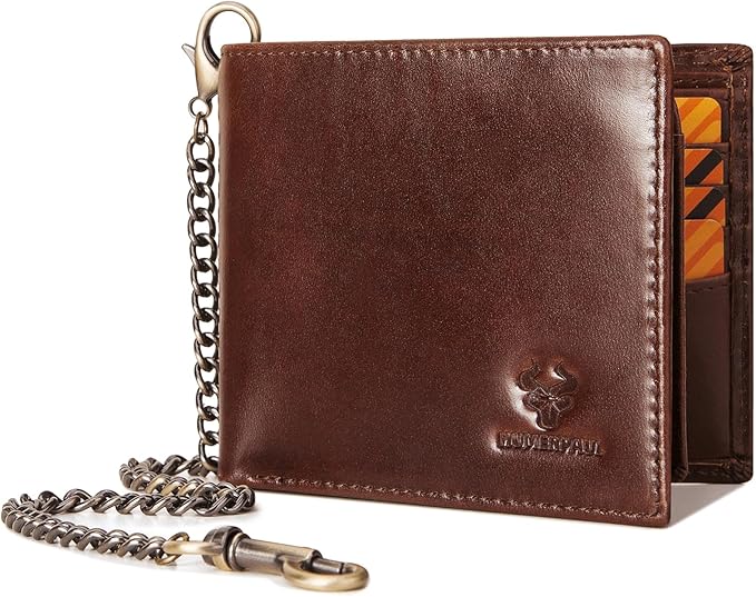 Amazon.com: HUMERPAUL Mens Wallet with Chain, RFID Blocking Genuine ...