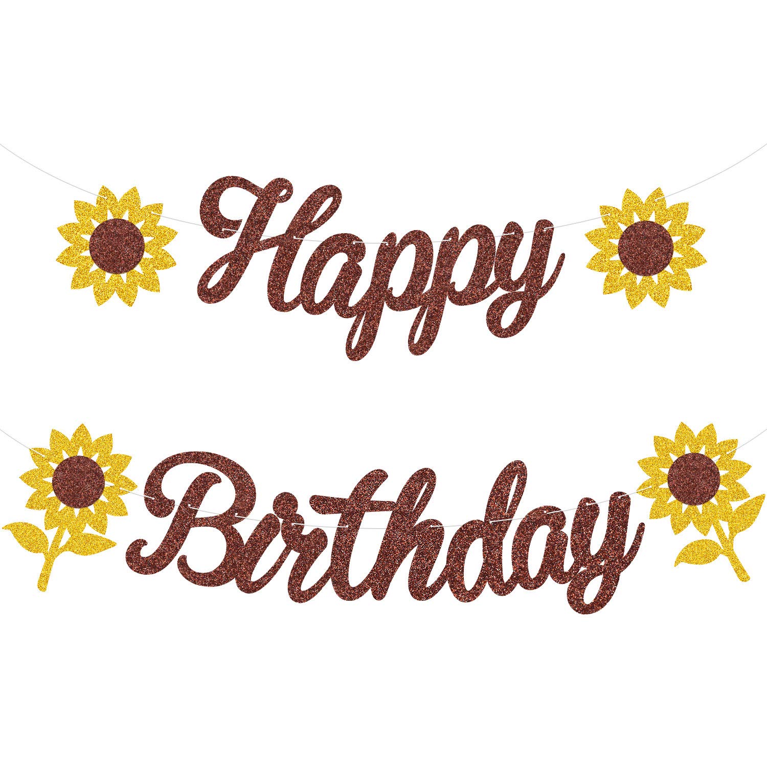 Magbea Sunflower Happy Birthday Banner Sunflower Birthday Banner ...