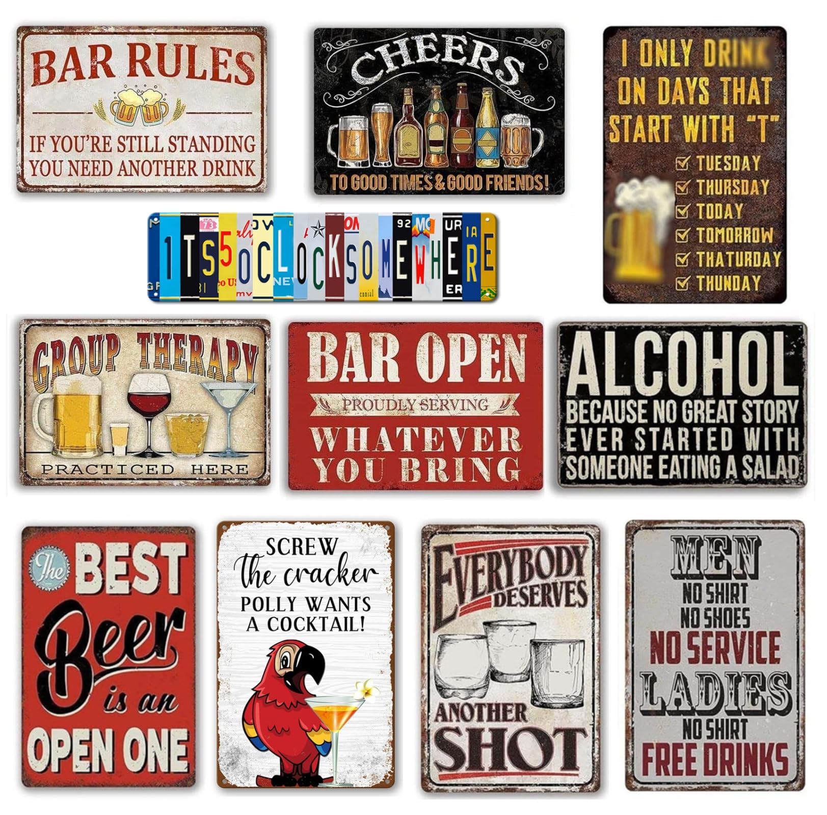 Amazon.com: Funny Bar Signs For Home Bar Decor Bar Metal Tin Signs ...