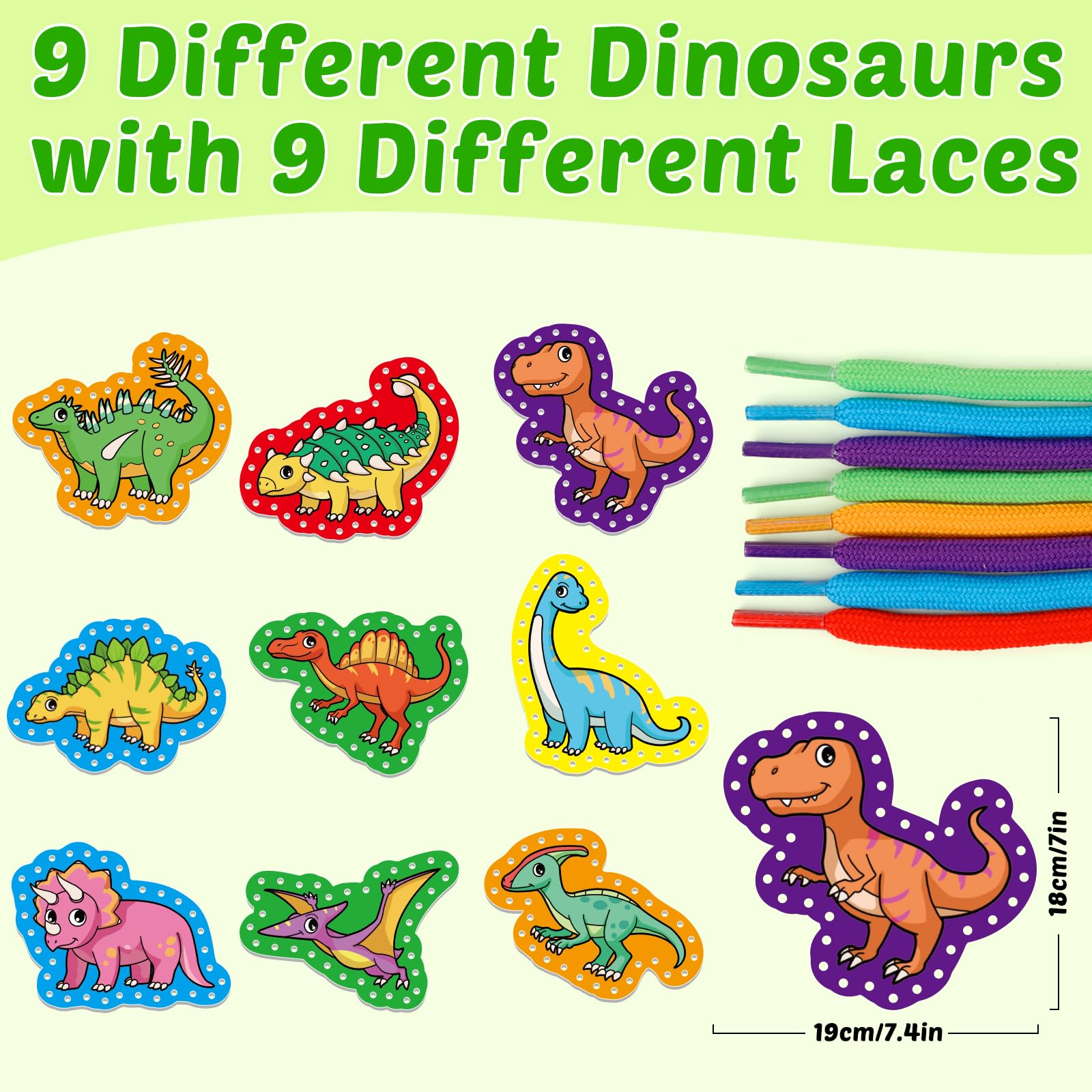 Snapklik.com : Dinosaur Lacing Cards,Sewing Kit For Toddlers, Fine ...