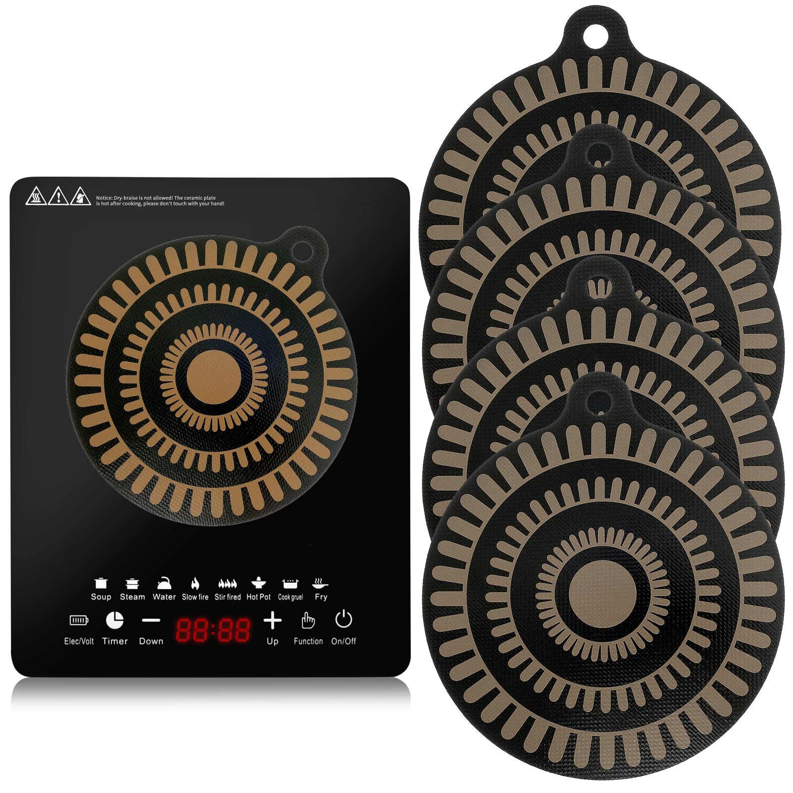 4Pcs Thermochromic Silicone Induction Cooktop Protect Mat, 9.84 inch ...