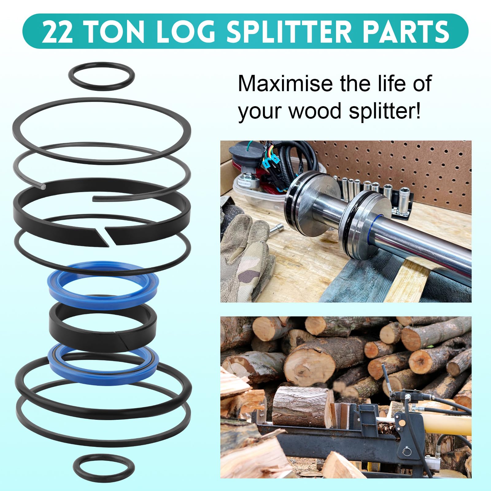 Snapklik.com : Hydraulic Log Splitter Cylinder Rebuild Seal Kit For 4.0 ...