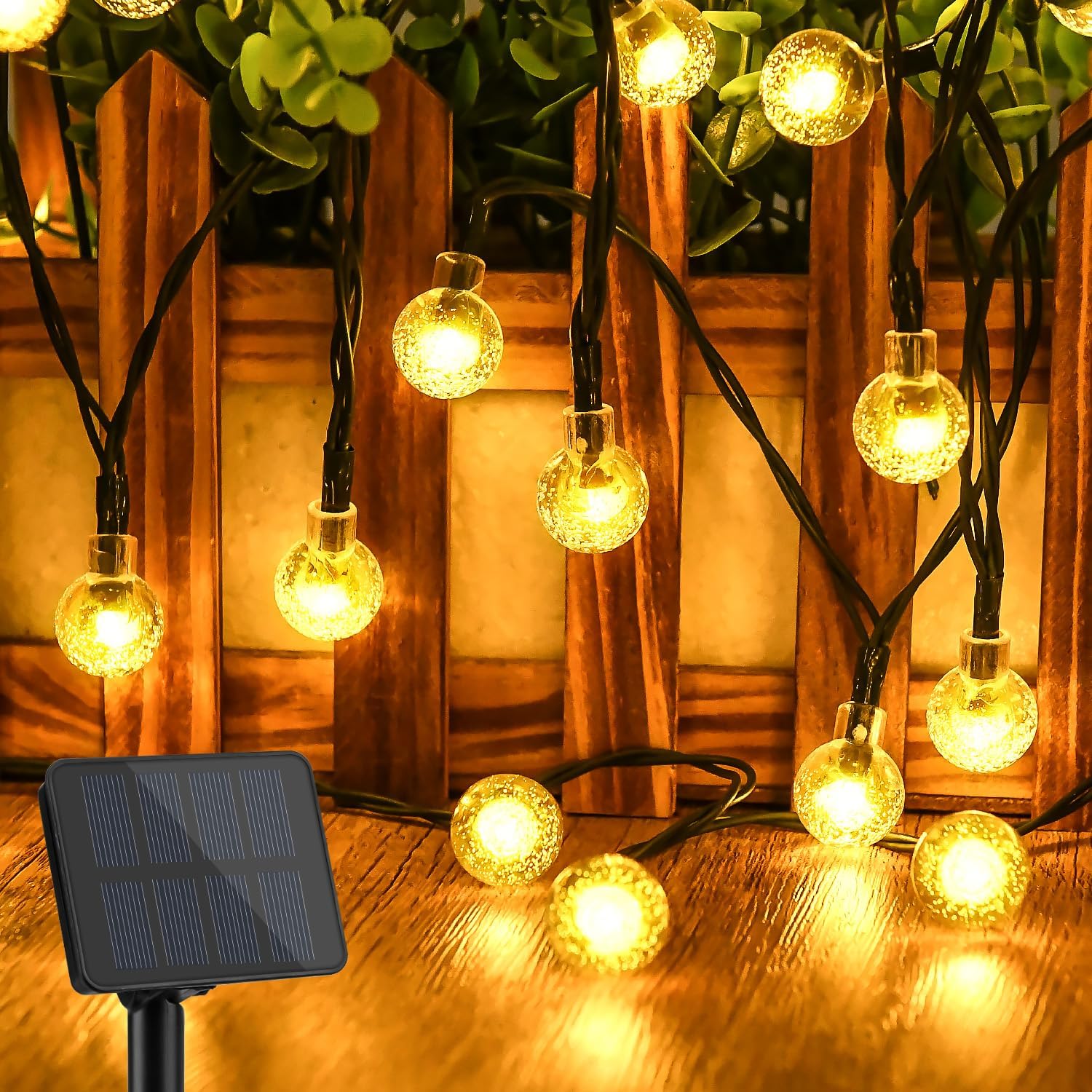 Dalugo Solar Garden Lights Outdoor, 5M 50 LED Warm White Solar String ...