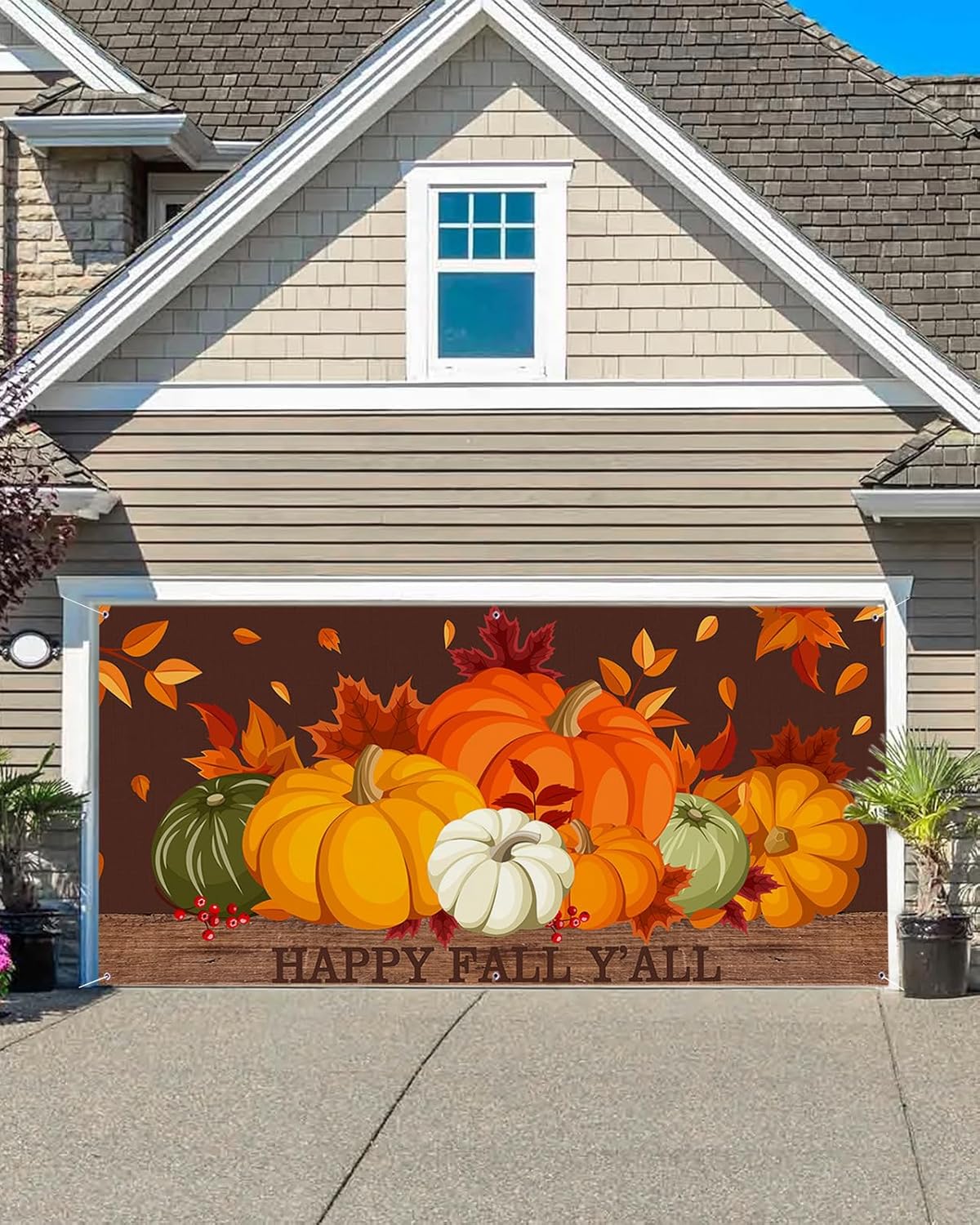 Amazon.com: Happy Fall Y'all Garage Door Decorations, Fall Thanksgiving ...