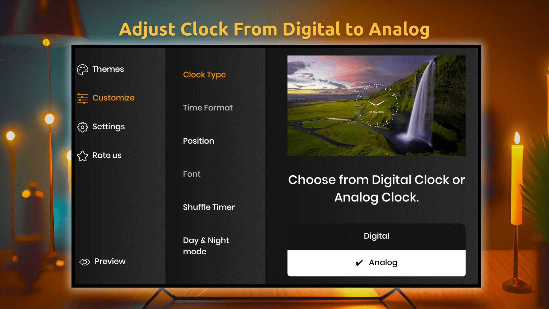Clock Themes for Fire tv & tablets - Simple Digital & Analogue Clock ...