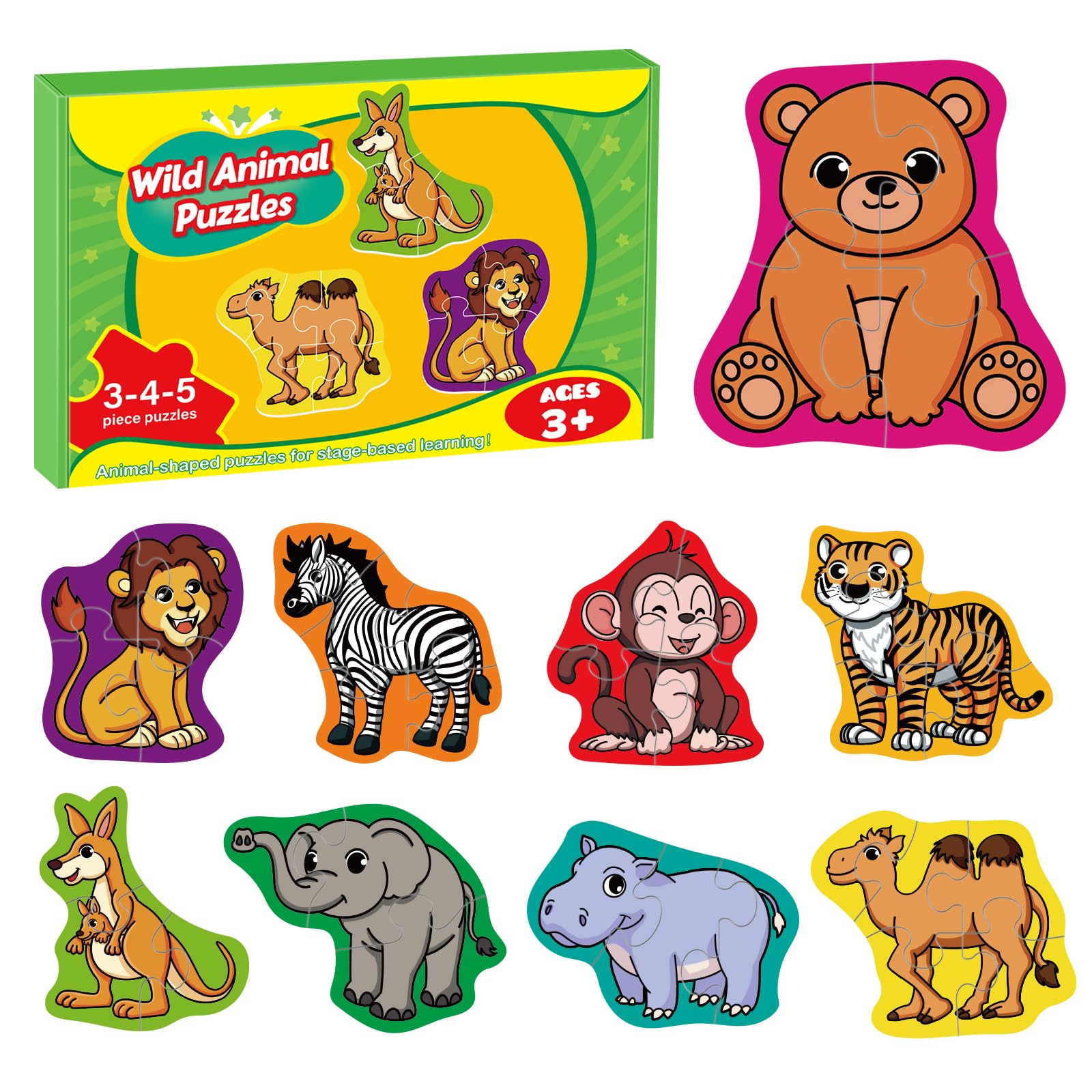 Amazon.com: Quilinz 9 Packs Large Piece Jigsaw Puzzles for Toddlers 1-3 ...