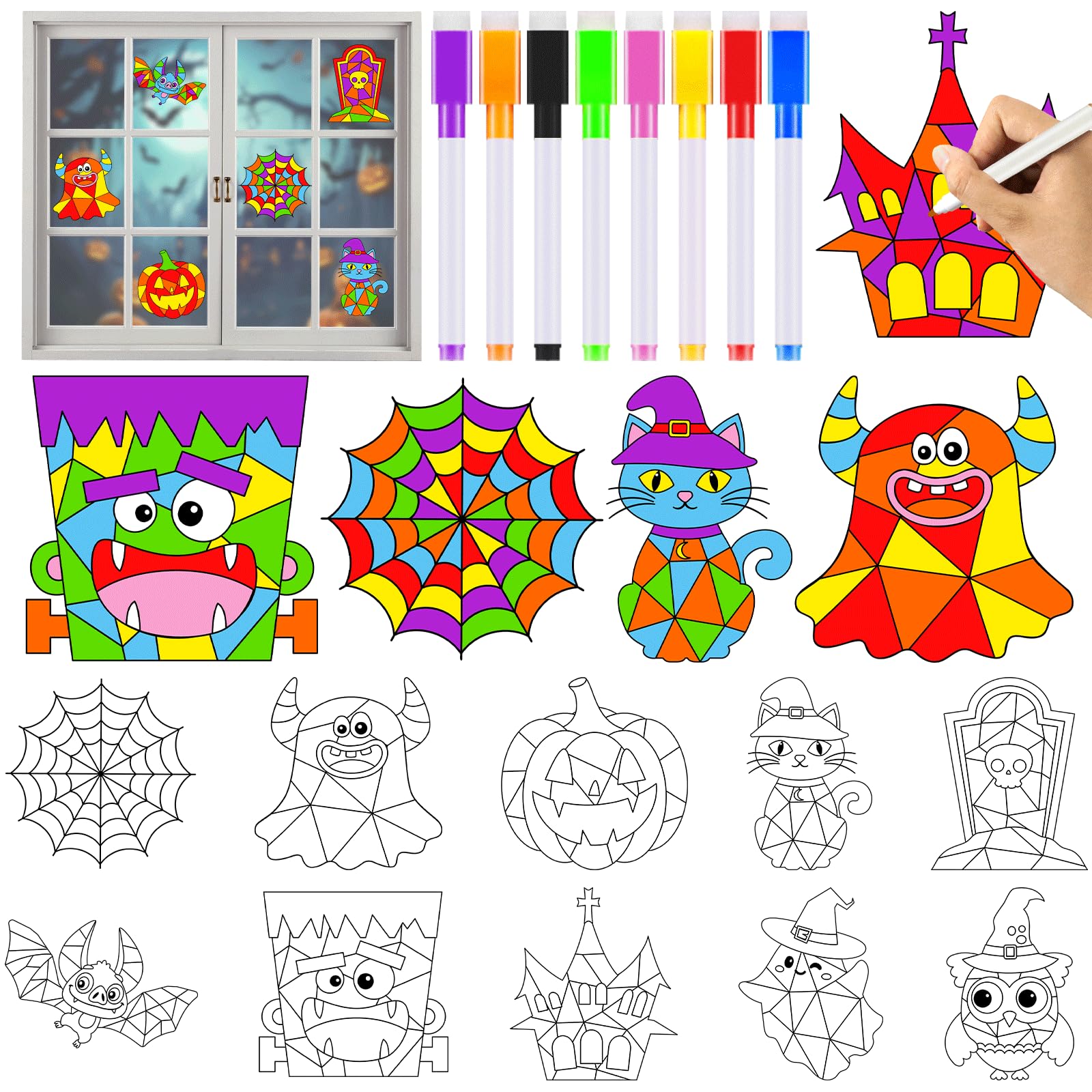 Amazon.com: 30 Pack Halloween Arts Crafts for Kids Halloween Window ...