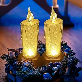 Ollcuz Halloween Candles Lights, Fake Candles 2PCS LED Flameless Candle ...