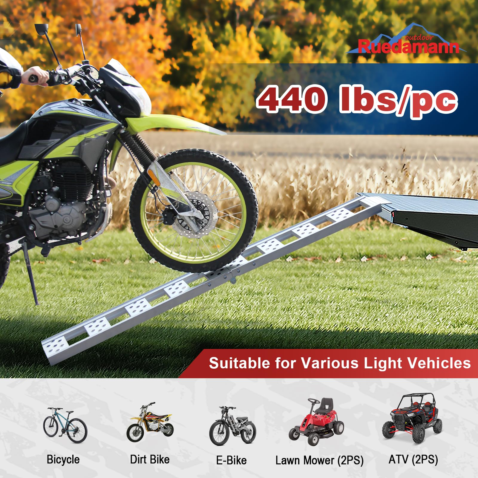 Snapklik.com : 1PC 6FT Folding Aluminum Motorcycle Ramp, 440 Lbs ...