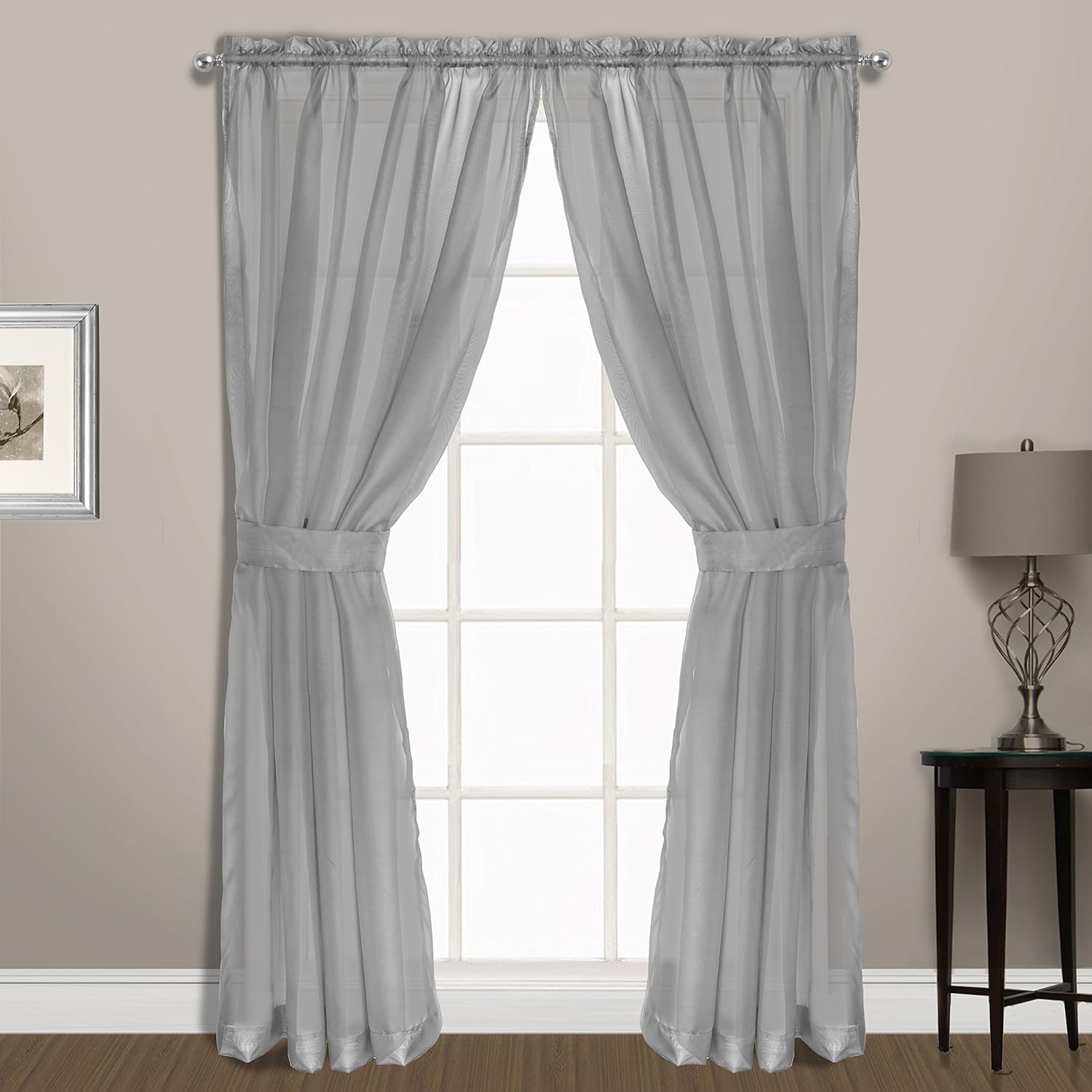 Amazon.com: United Curtain Summit Sheer Voile Panel Pair with Tiebacks ...