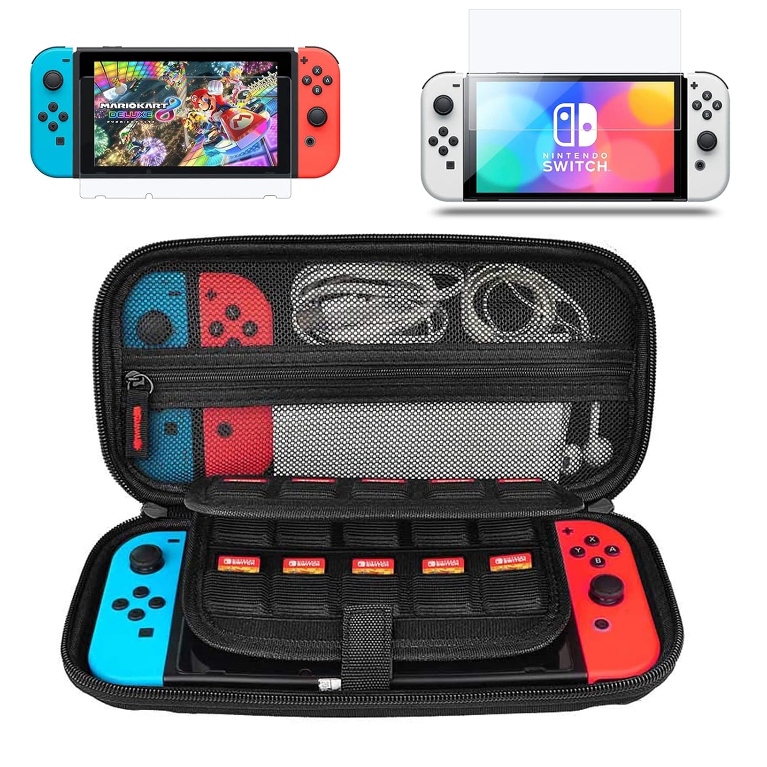 Buy iCoolmate Hard Shell Nintendo Switch Case with Tempered-Glass ...