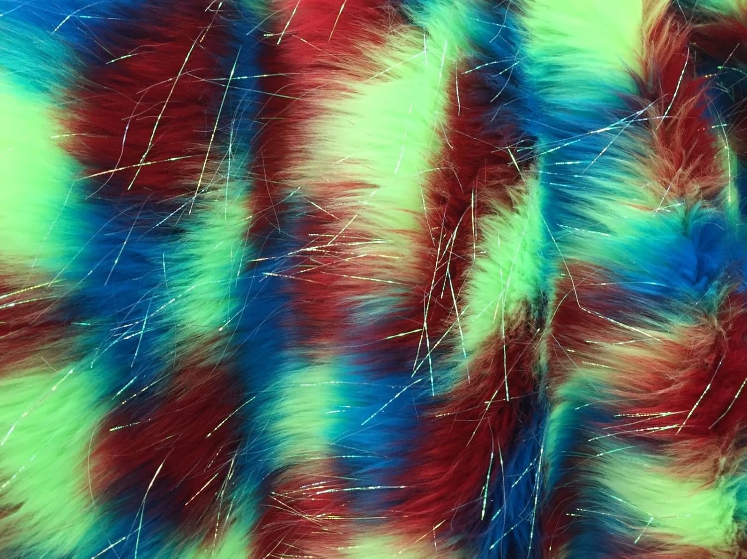 Amazon.com: Red Tie-Dyed Jacquard Faux Fun Fur with Metallic Tread ...